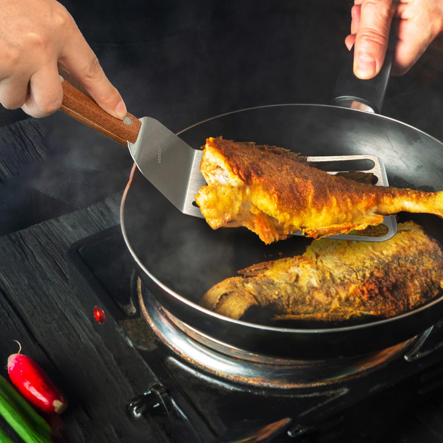 Snapklik.com : 2 Pack Offset Fish Spatula Turner, Stainless Steel ...
