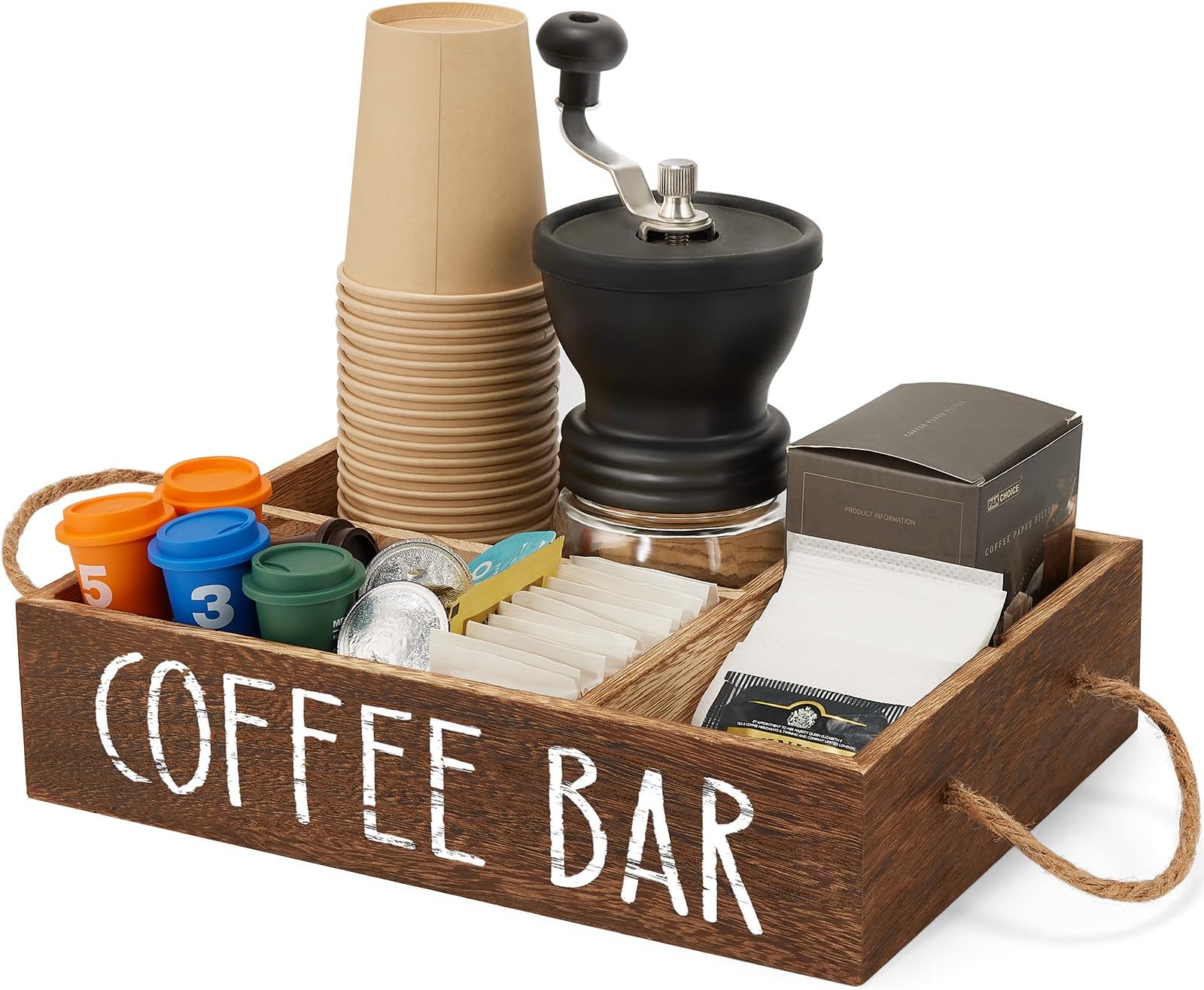 Amazon.com: K Cup Holder - Stylish Black Wire Basket w/ Acacia Wood ...