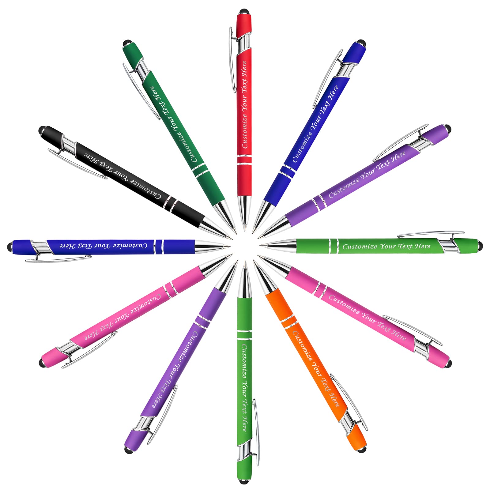 Amazon.com : 12PCS Personalized Pens with Stylus Tip, Custom Engraving ...