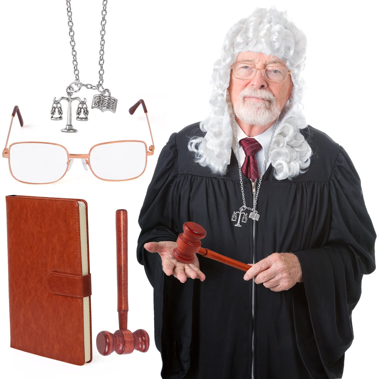 Snapklik.com : Aichiyu 5-Piece Judge Costume Accessory Set - Wig