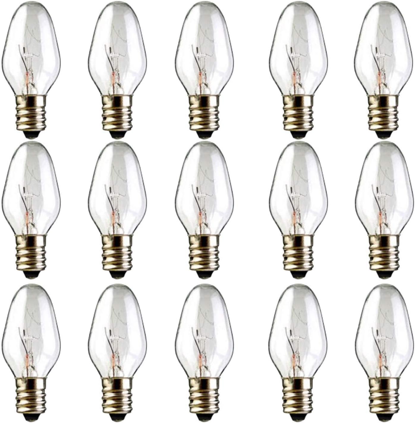 Creative Hobbies (25 Pack Night Light Bulbs, C7, Clear, Steady Burning ...