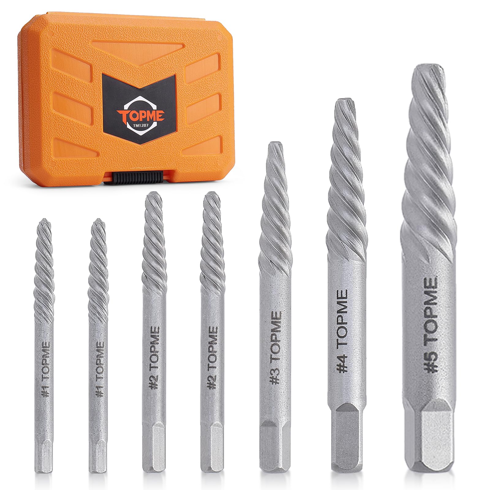 TOPME Screw Extractor Set, 7PCS Easy Out Screw Extractor Set, Stripped ...