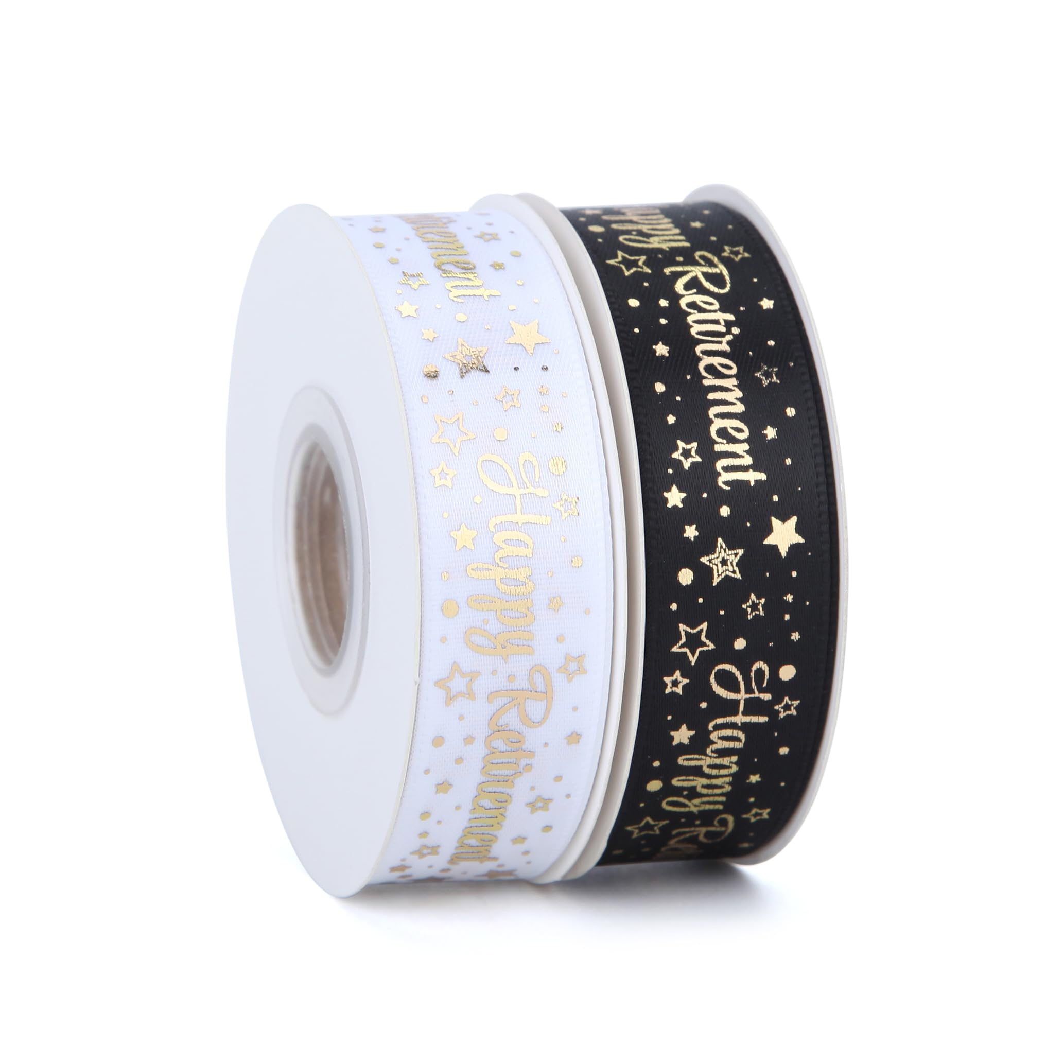 Amazon.com: Meseey 20 Yards Retirement Ribbon Black/White and Gold 5/8 ...