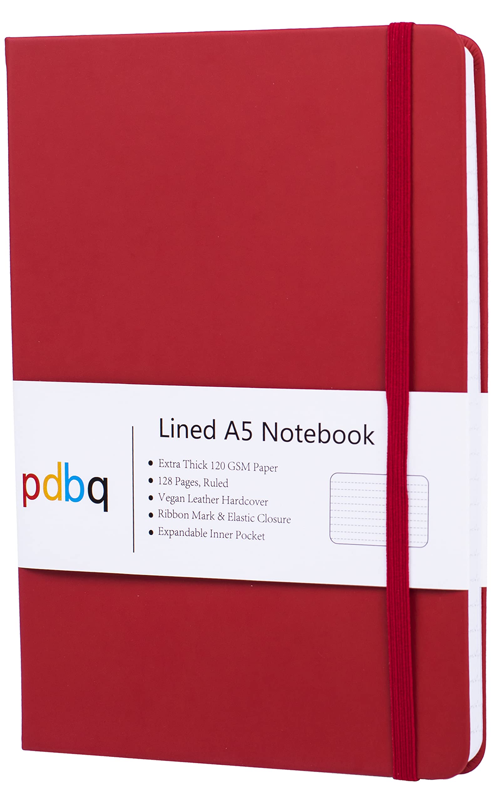 pdbq A5 Notebook Hardback Journal Lined Notebook A5 Inner Pocket Vegan ...