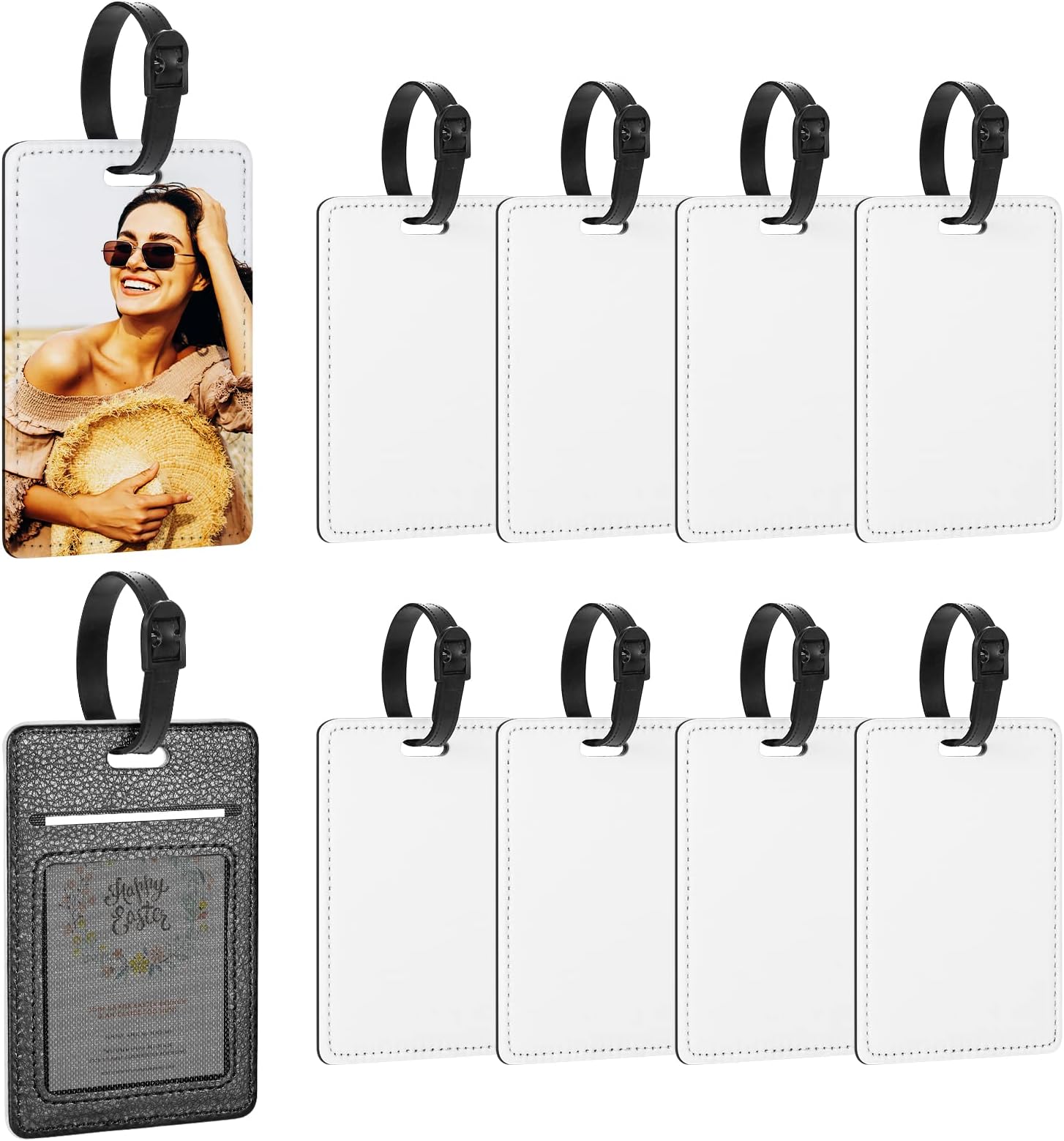 Amazon.com: 10pcs Sublimation Blanks Luggage Tags with Strap, PU ...