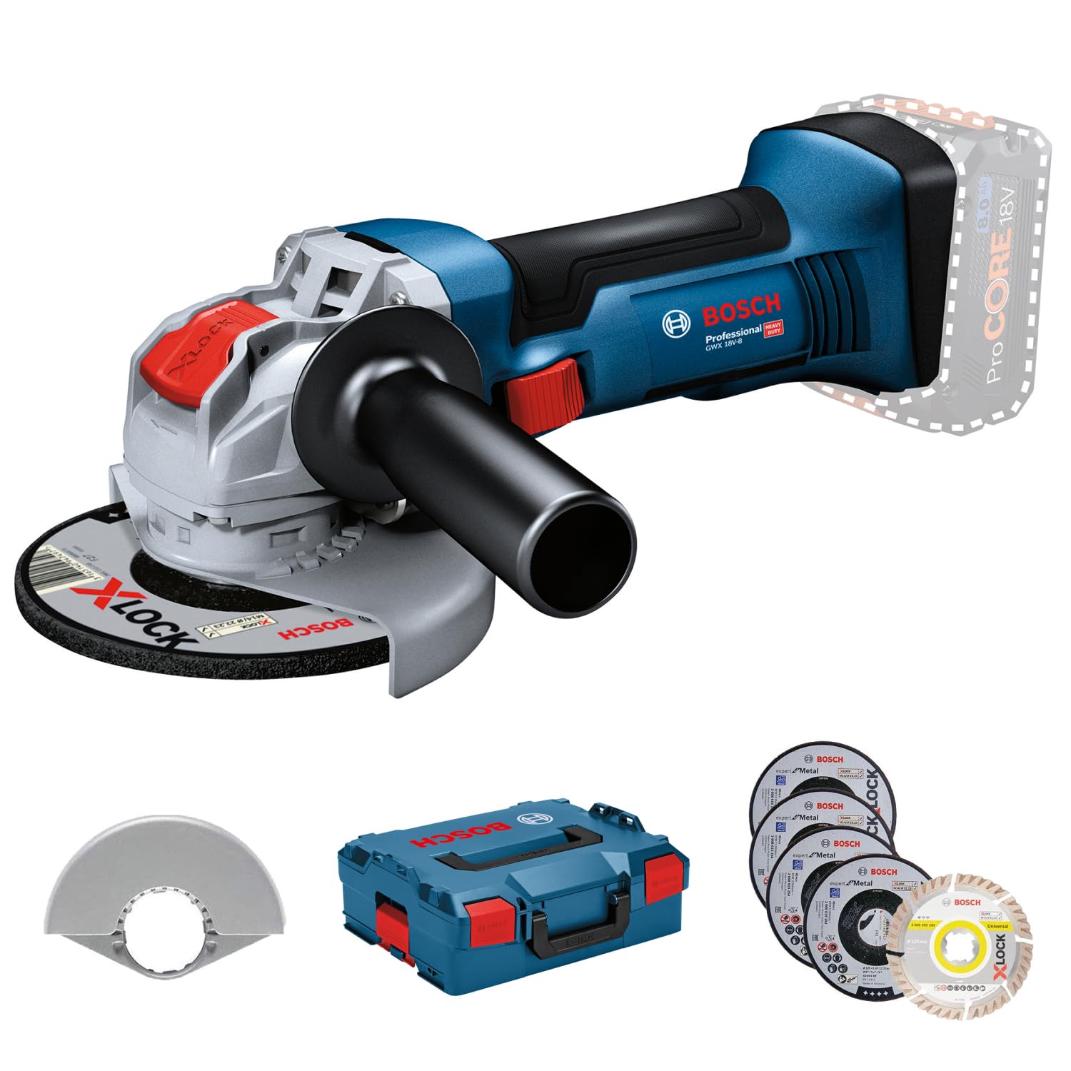 Bosch Professional 18V System GWX 18V-8 Angle Grinder (125 mm disc ...