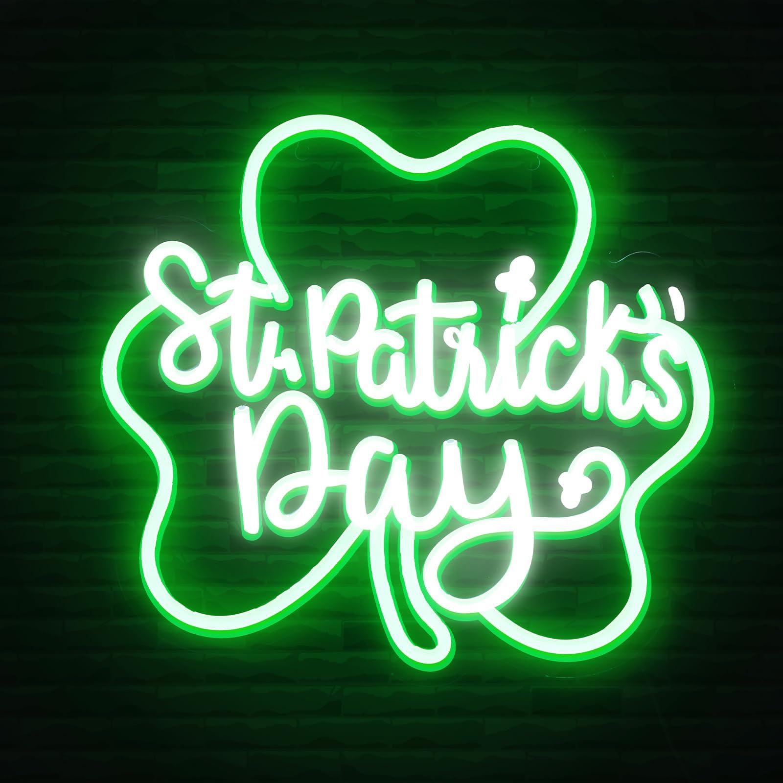 Baquler St. Patrick's Day Clover Neon Sign Wall Decor LED Sign Neon ...