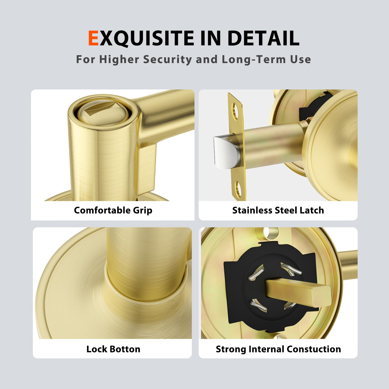 Snapklik.com : 6 Packs Gold Door Handles Interior, Privacy Door Handle ...