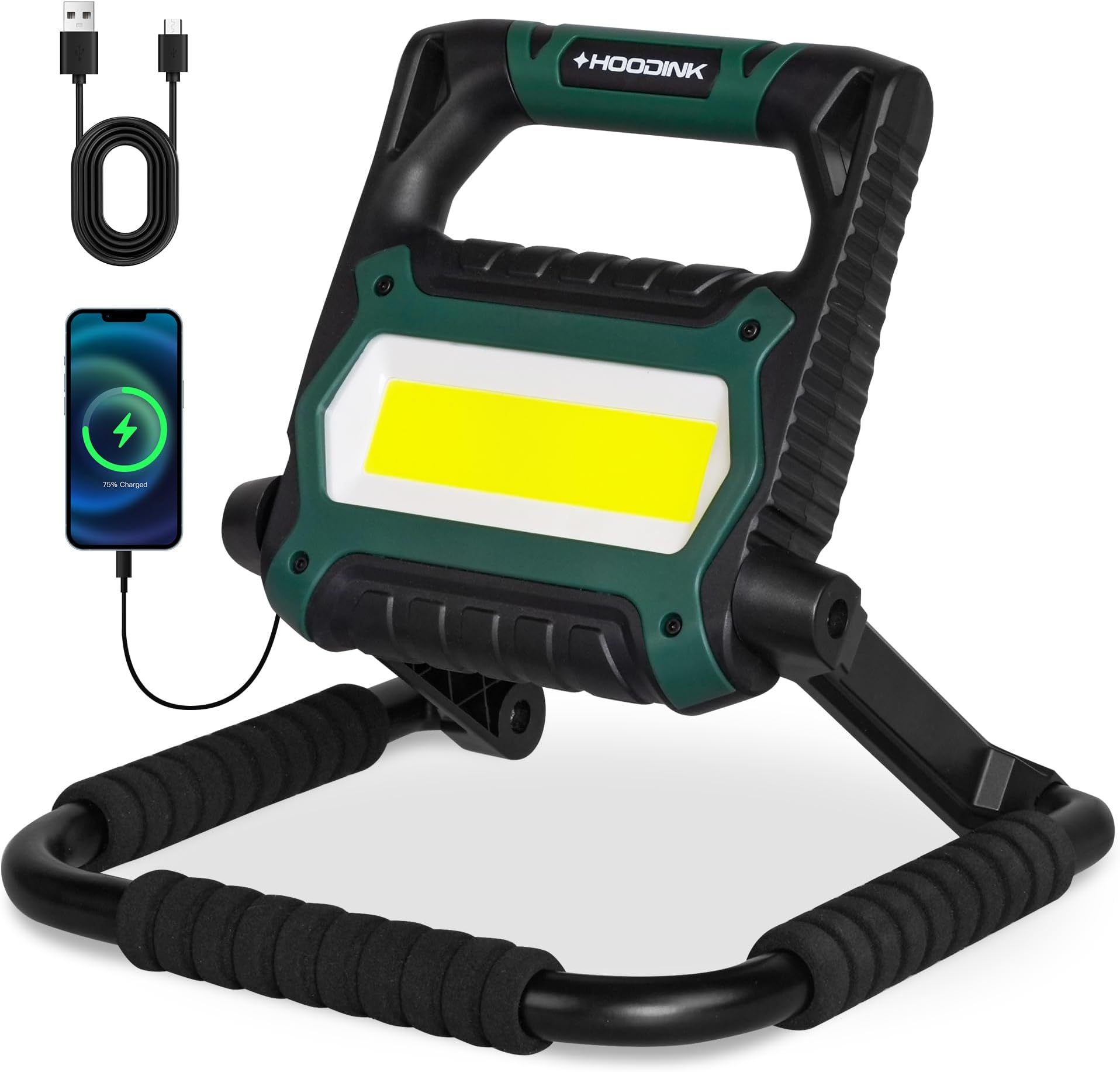 HOODINK Rechargeable Work Light, 2000LM LED Work Light with Stand ...