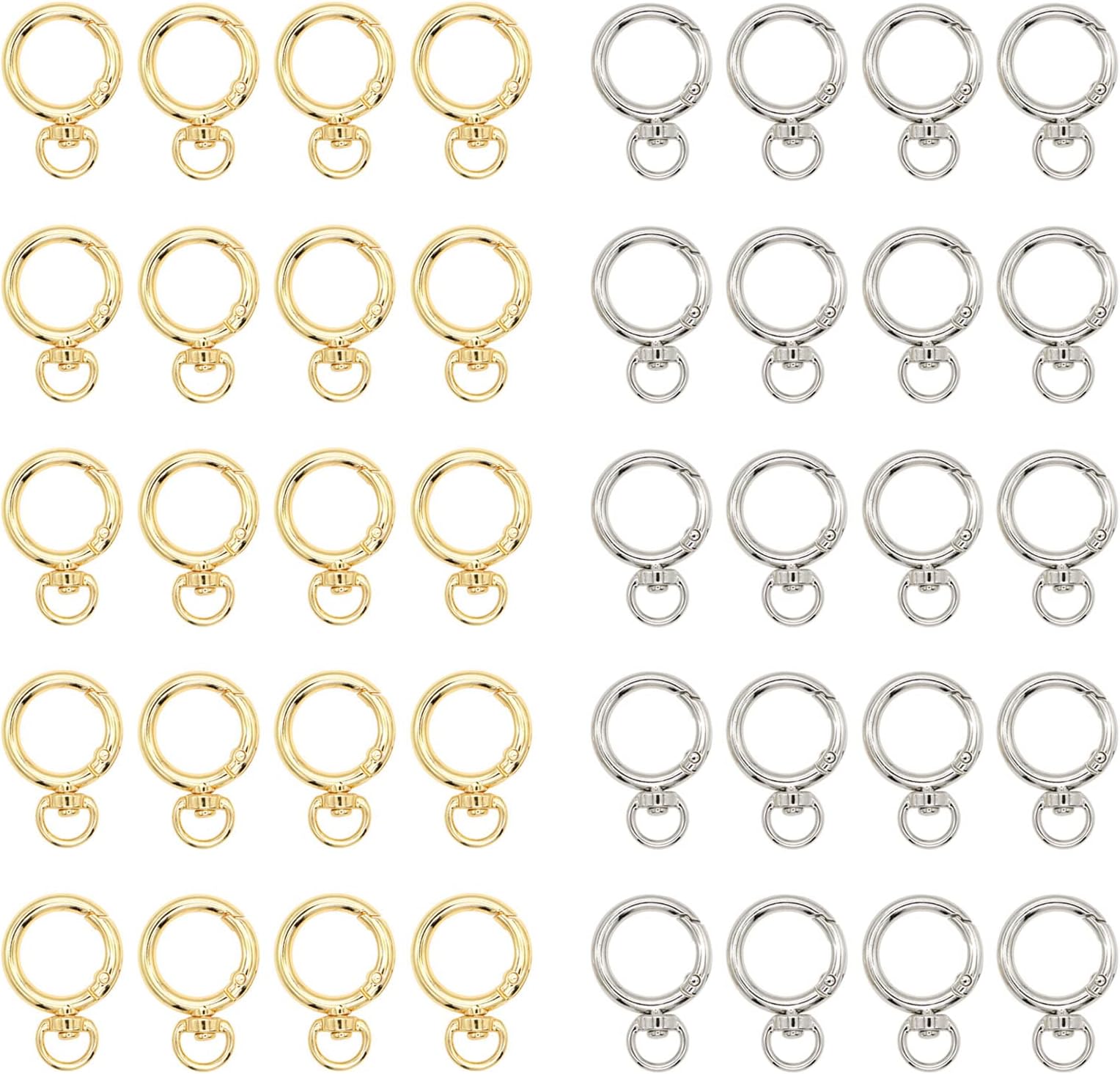 Amazon.com: 40 pcs Round Spring Snap Hooks Swivel Ring, Eyelet O Rings ...
