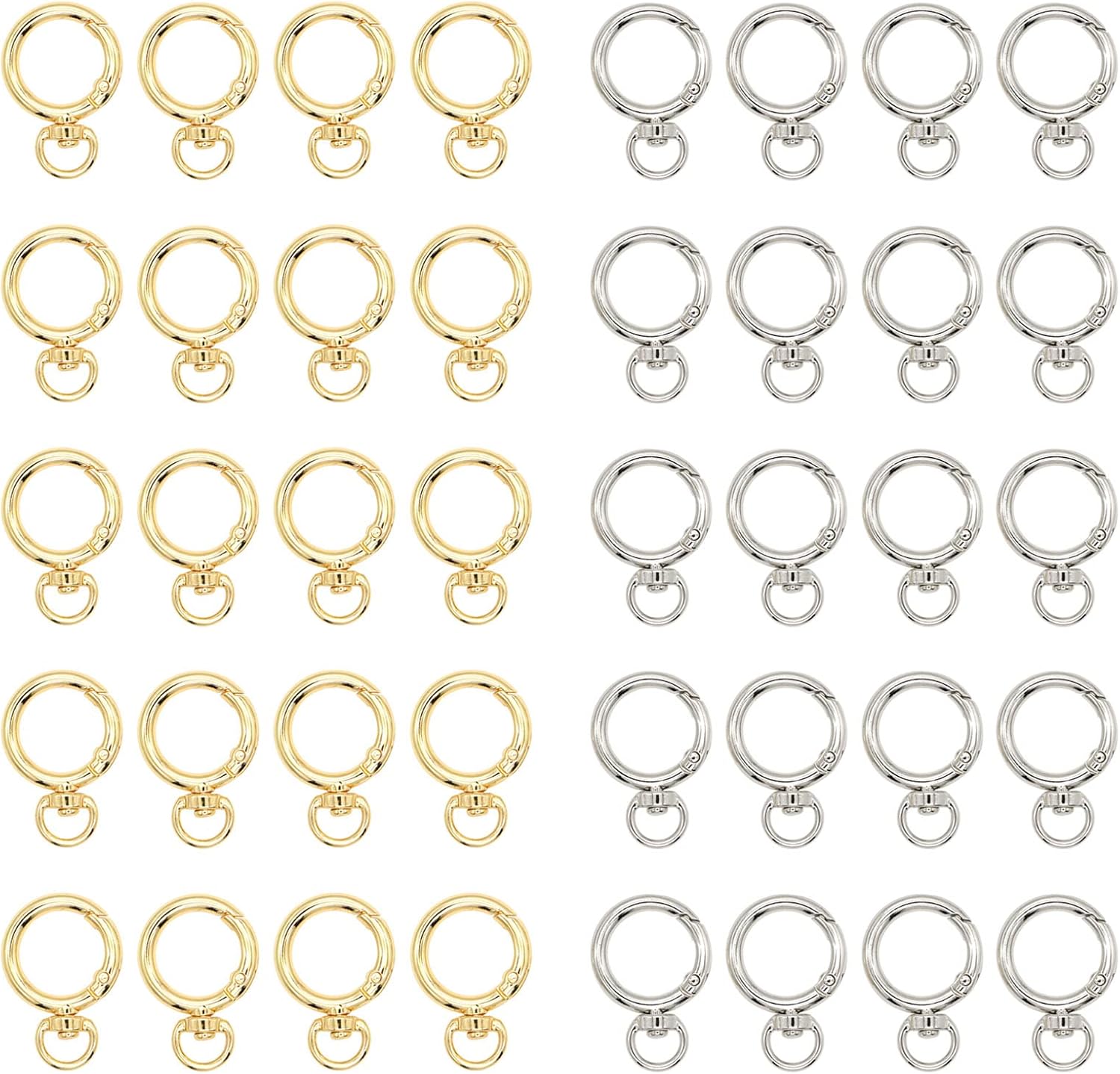 Amazon.com: 40 pcs Round Spring Snap Hooks Swivel Ring, Eyelet O Rings ...