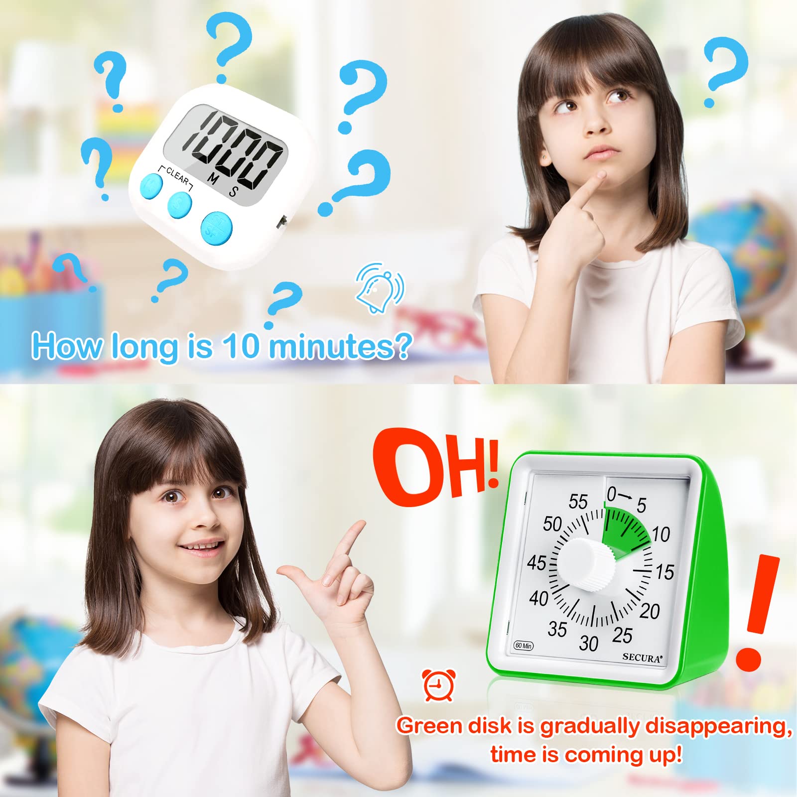 Snapklik.com : Secura 60-Minute Visual Timer, Classroom Timer, Countdown Timer For Kids And ...