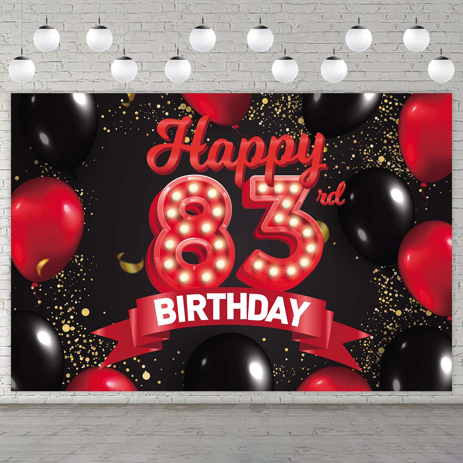 Amazon.com: Happy 83rd Birthday Red and Black Banner Backdrop ...