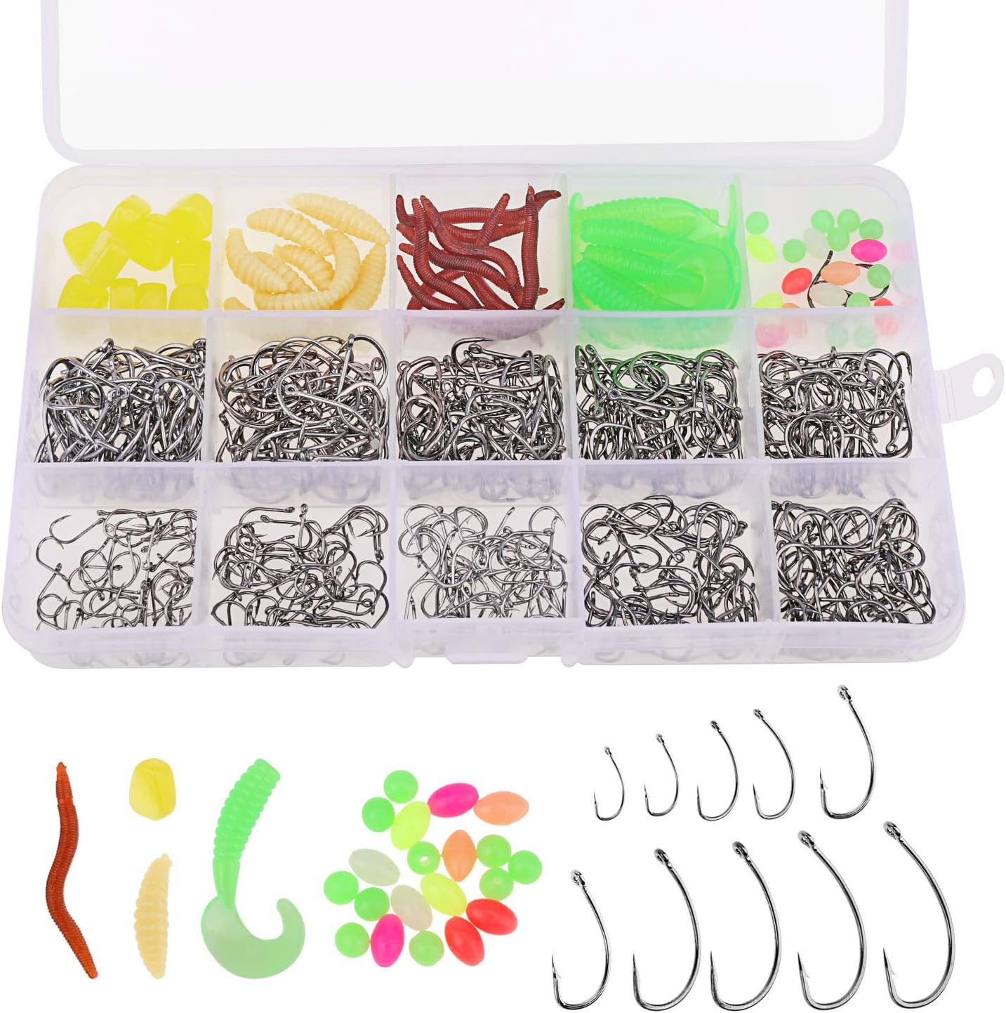 550pcs Fishing Hooks and Fishing Bait set, High Carbon Steel Fish Hooks ...