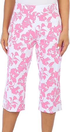 Counterparts Petite 19 in. Floral Bootleg Crop Capris 8P Pink at Amazon ...