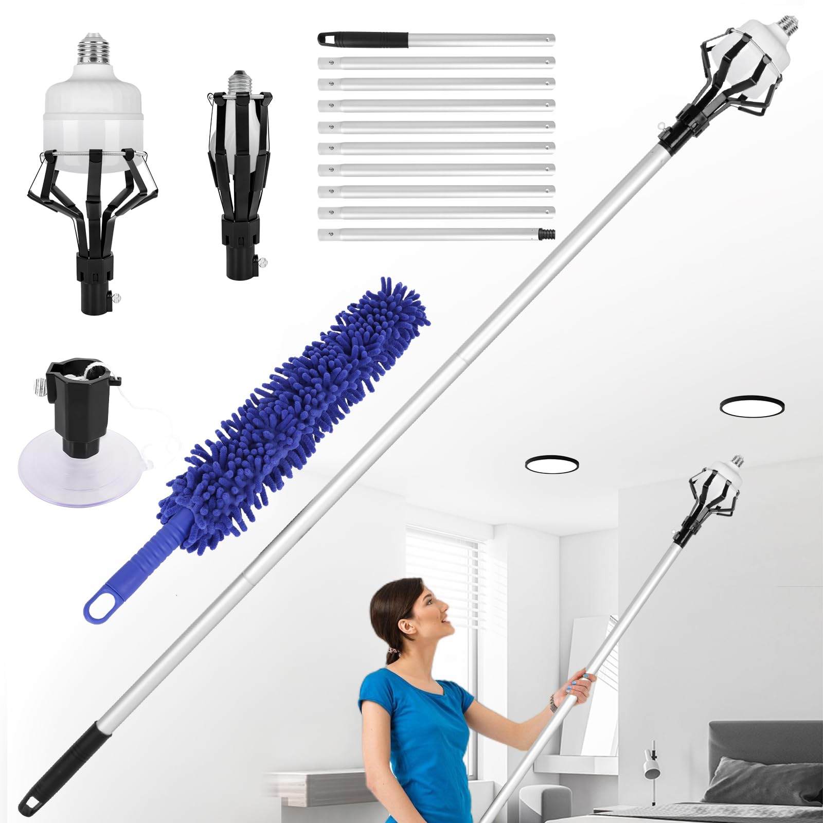 Amazon.com: 12FT Light Bulb Changer - with Basket, Suction Cup and ...