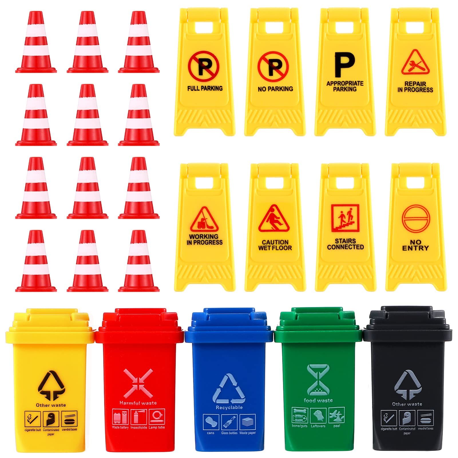 Model Y Trash Can 10 Sets Of Play Traffic Signs For Kids Road Signs Set ...