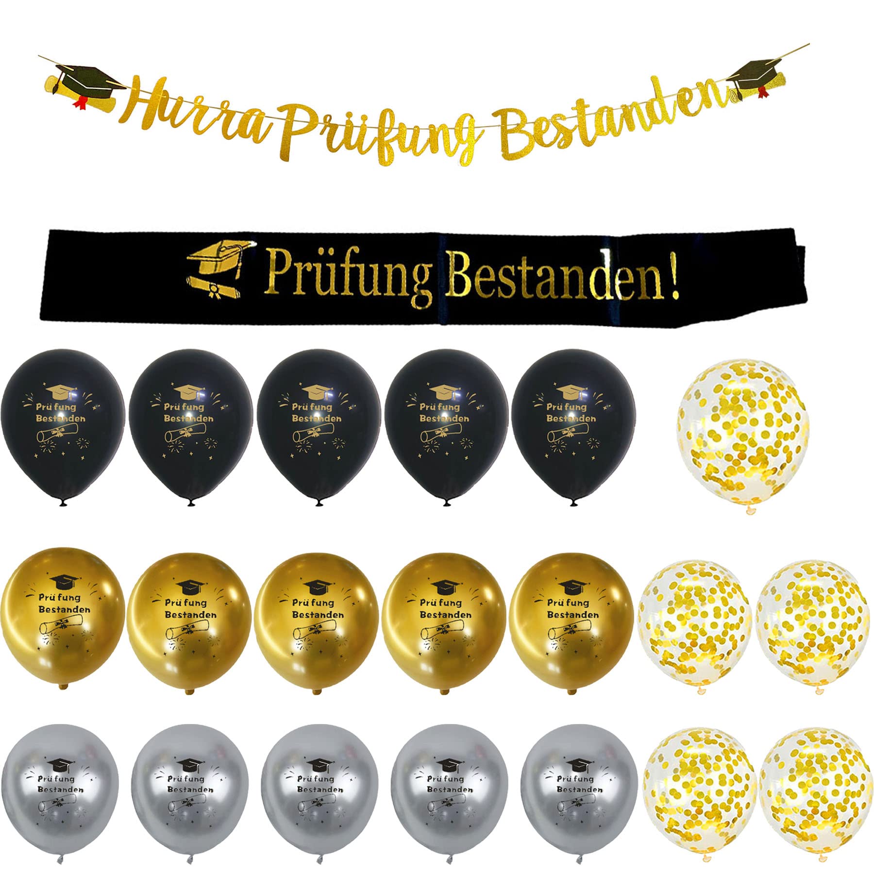 Prüfung Bestanden Deko Set Prüfung Bestanden Banner Girlande Schärpe ...