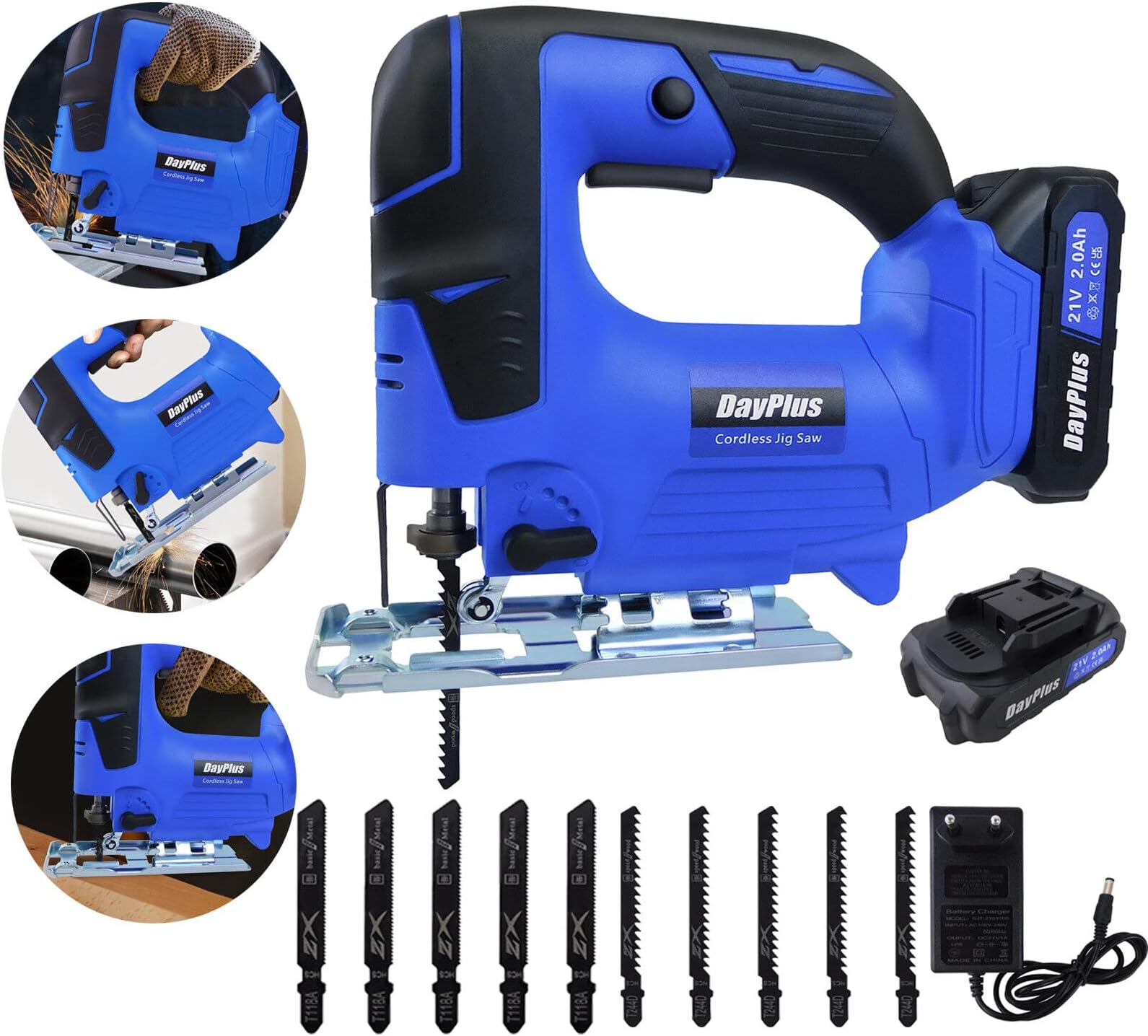 Yiyai 21V Cordless Jigsaw Tool with 4-Position Orbital Action, 45 ...