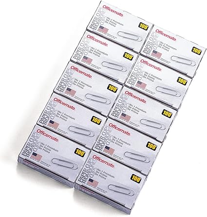 Officemate Premium #1 Paper Clips, 1,000 Paper Clips (10 Boxes of 100 ...