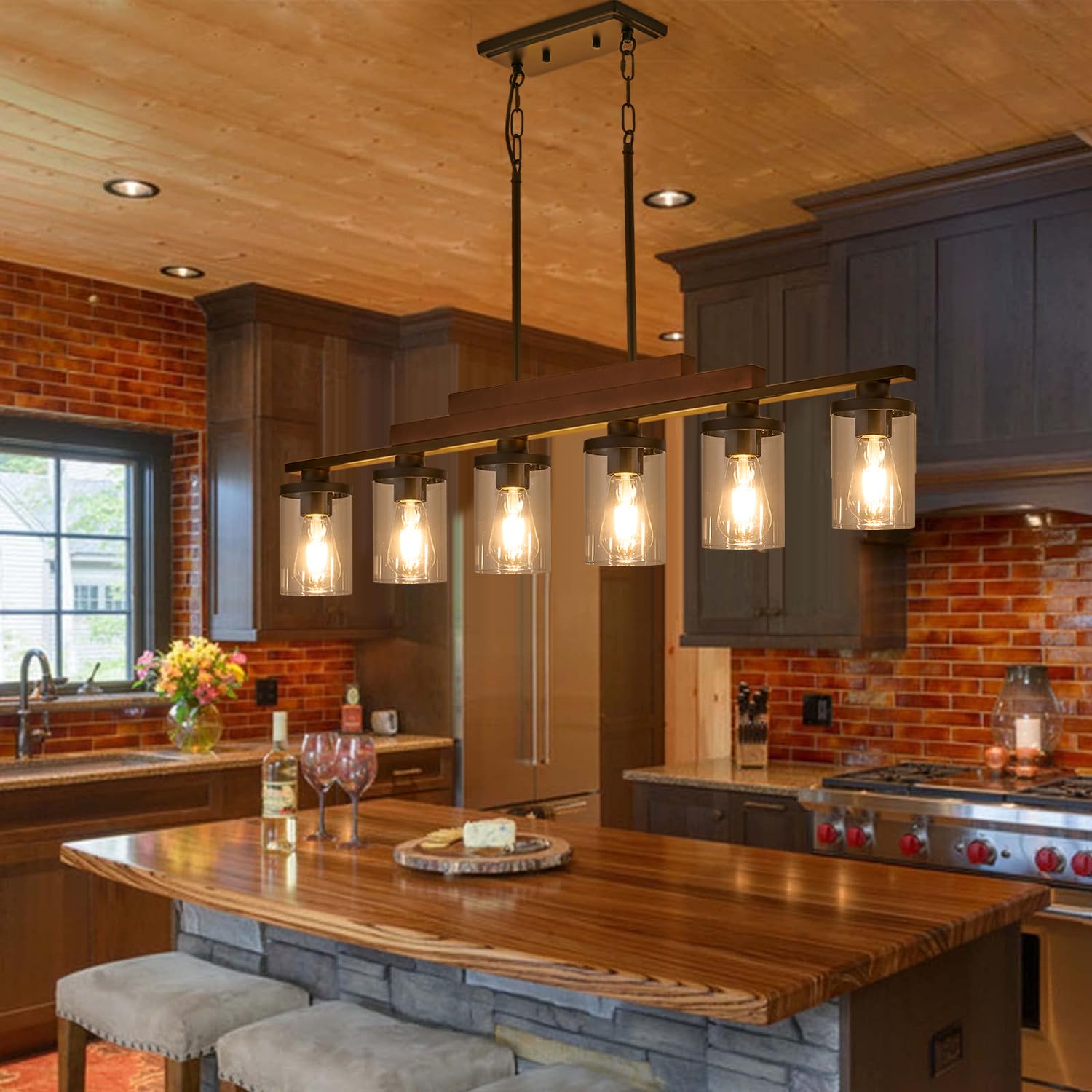 Farmhouse Chandelier 6-Light Dining Room Light Fixture Over Table ...