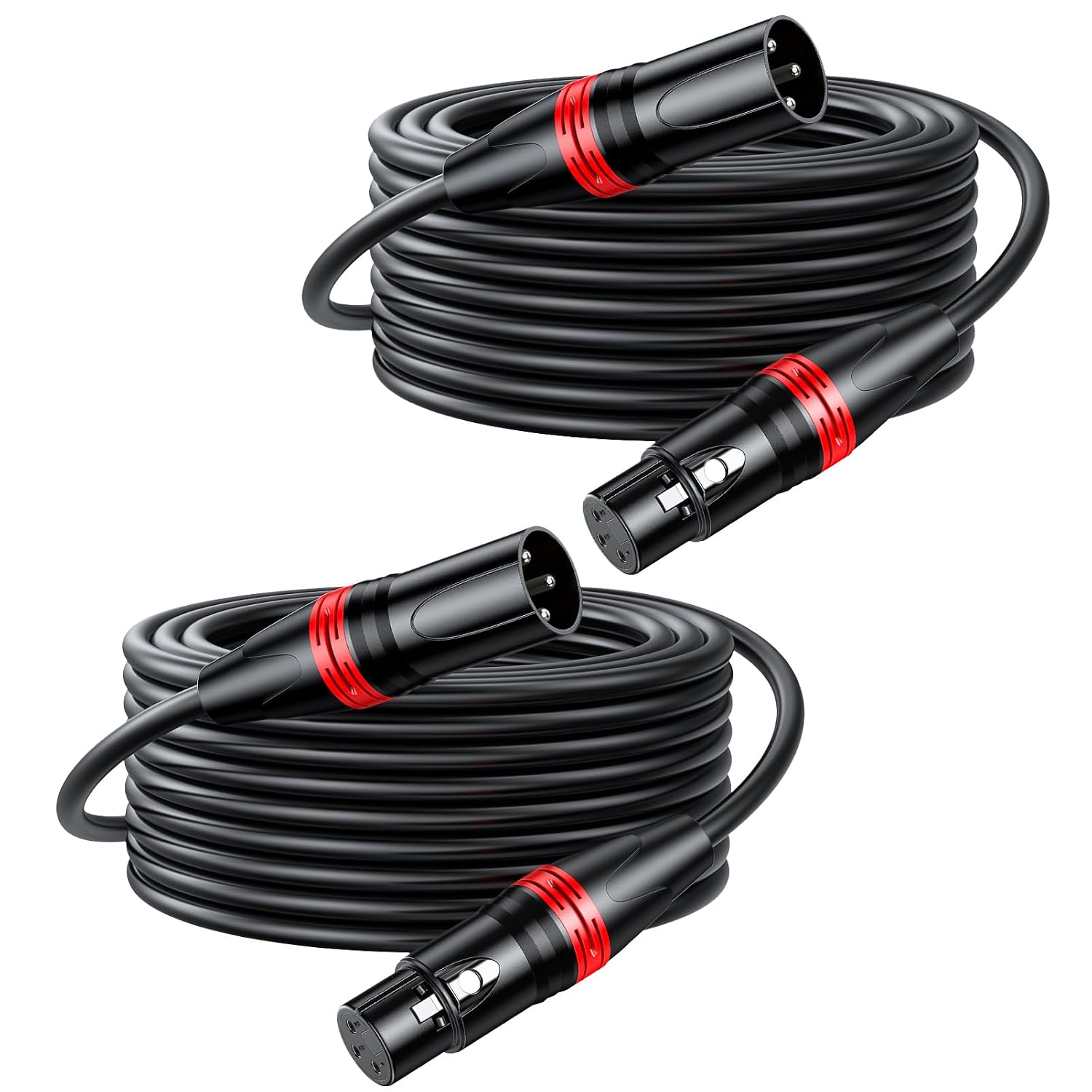 Rxonof XLR Cables 50ft-2 Pack, XLR Cable XLR Male to Female Microphone ...