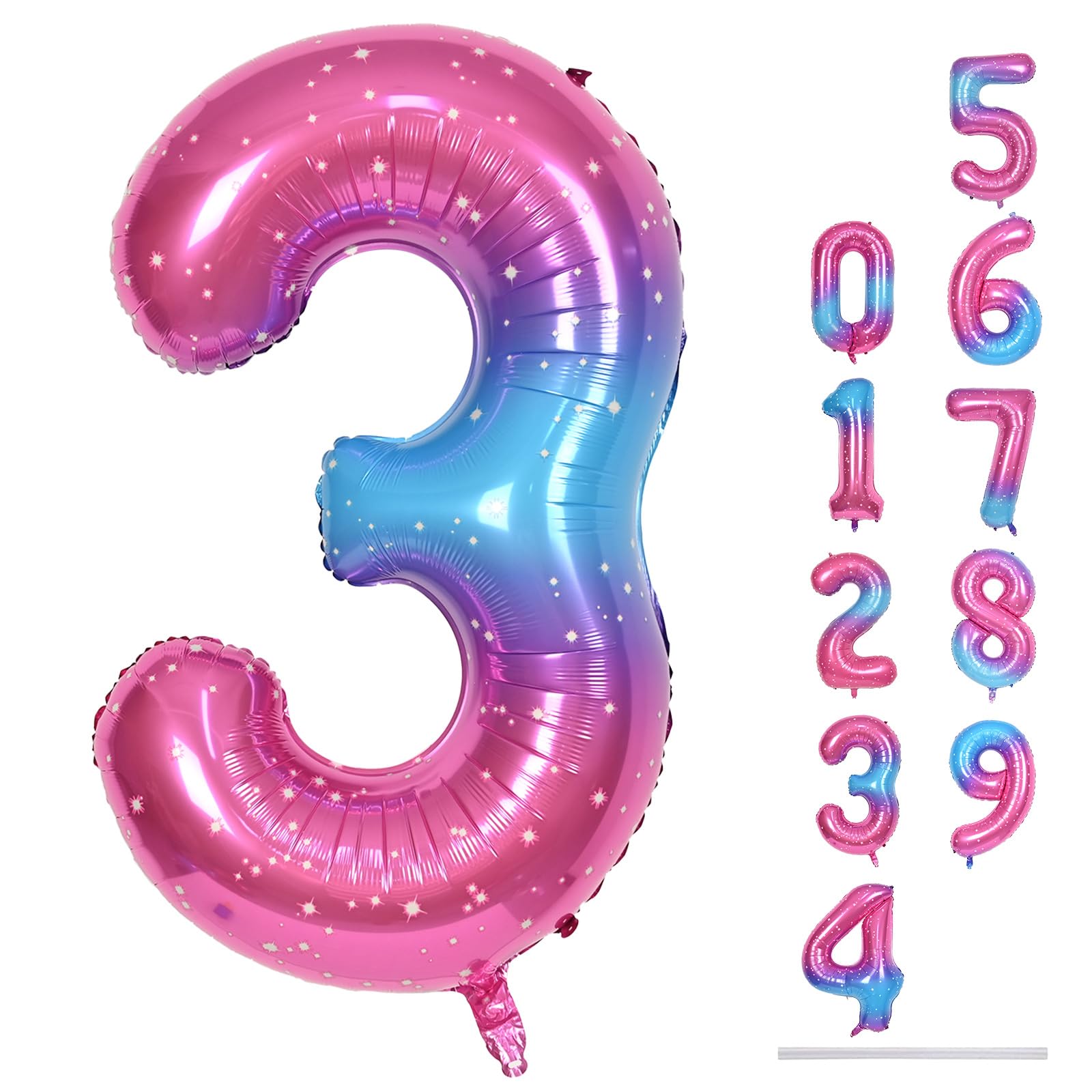Amazon.com: 40 Inch Rainbow Large Numbers Balloons 3, Self Inflating ...