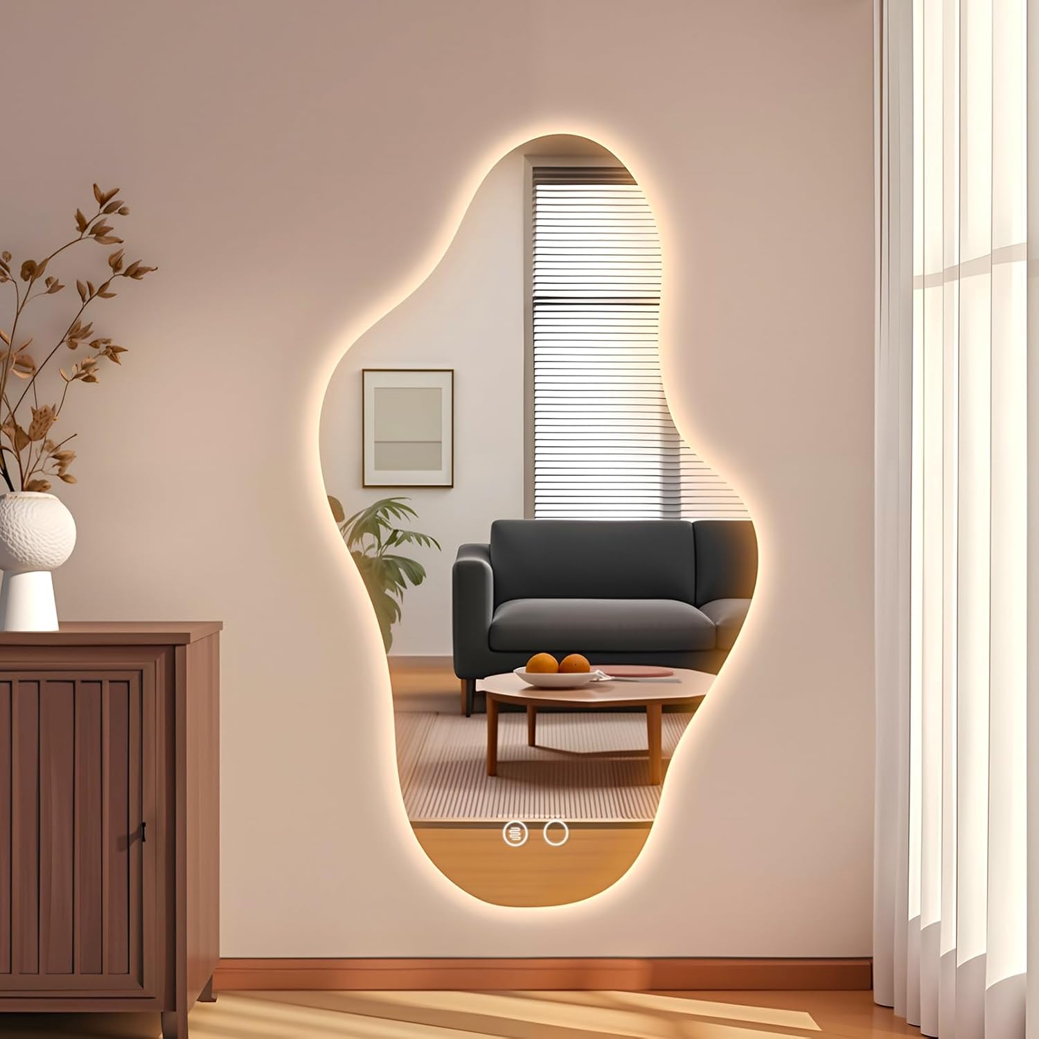 Amazon.com: JTZEA Modern Irregular LED Bathroom Mirror with Lights ...