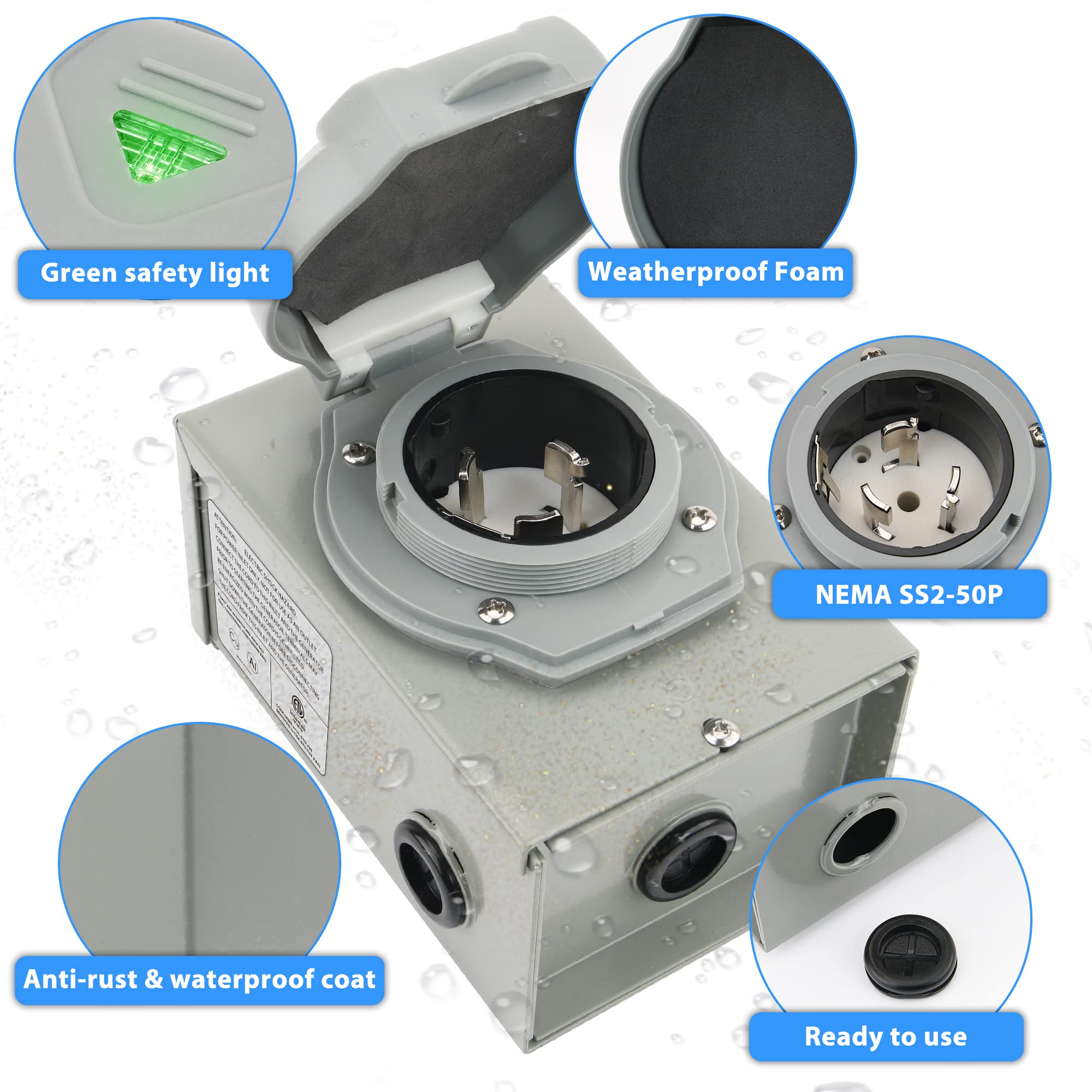 Snapklik.com : Hynade 12500W 50A Generator Transfer Switch