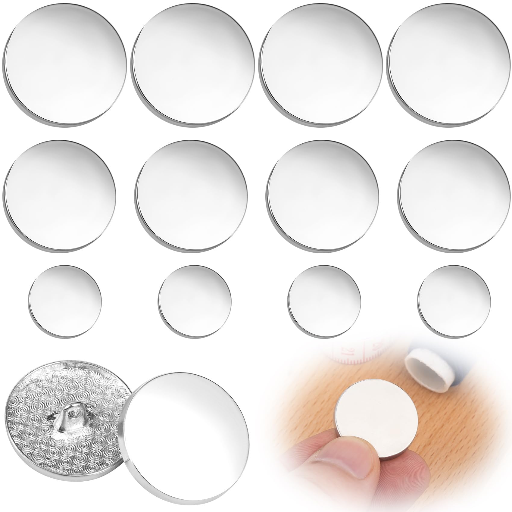 Amazon.com: VARMDUKKE 12PCS Metal Flat Buttons, Shiny Alloy Sewing ...