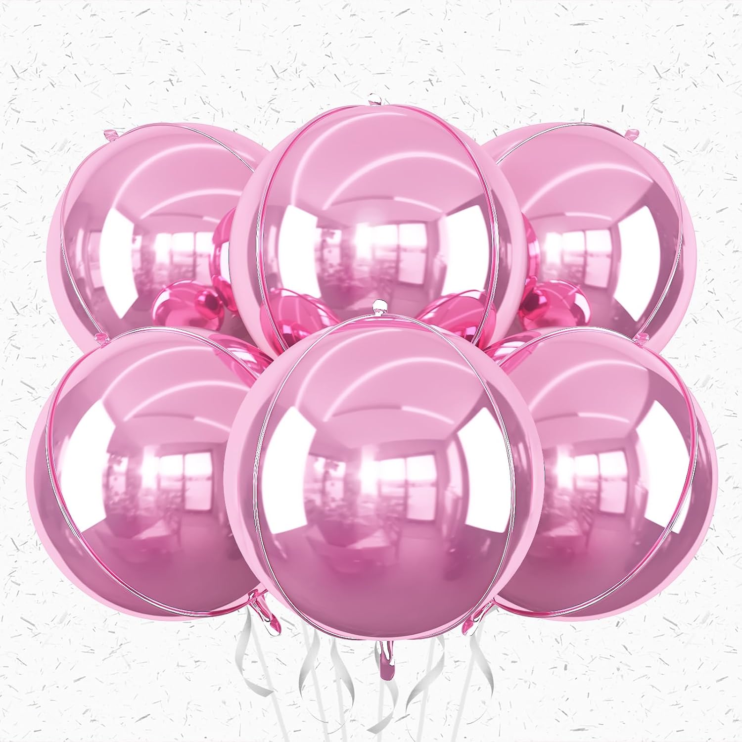 Amazon.com: 6Pcs Pink Round Foil Balloons,Giant 4D Round Ball Balloons ...