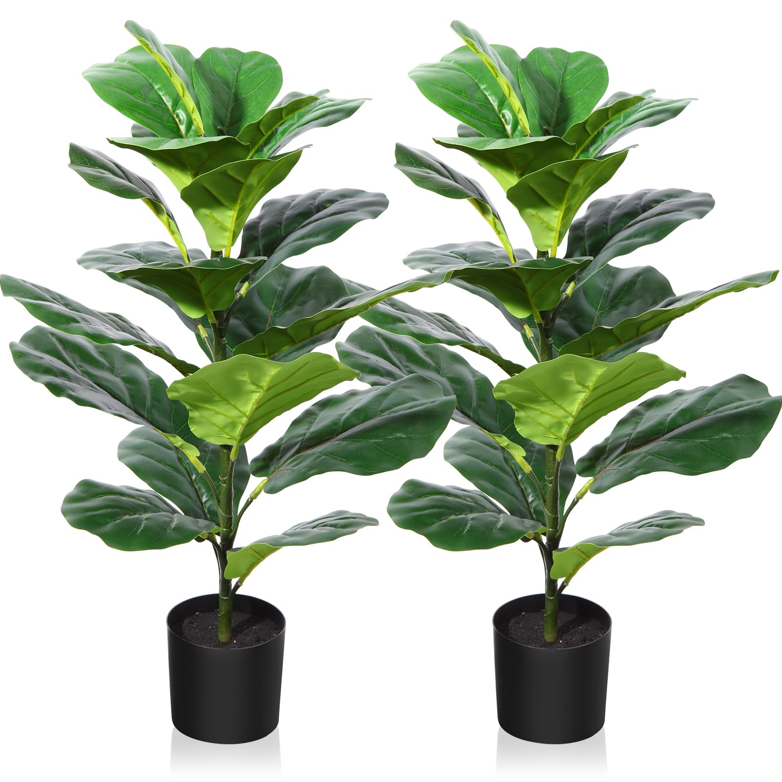 CROSOFMI Artificial Fiddle Leaf Fig Tree 35 Inch Fake Ficus Lyrata ...