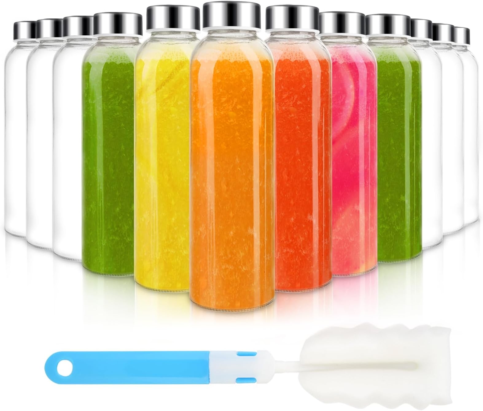 Amazon.com: Kitchen Lux 32 oz Glass Water Bottle Set of 12 - Glass ...