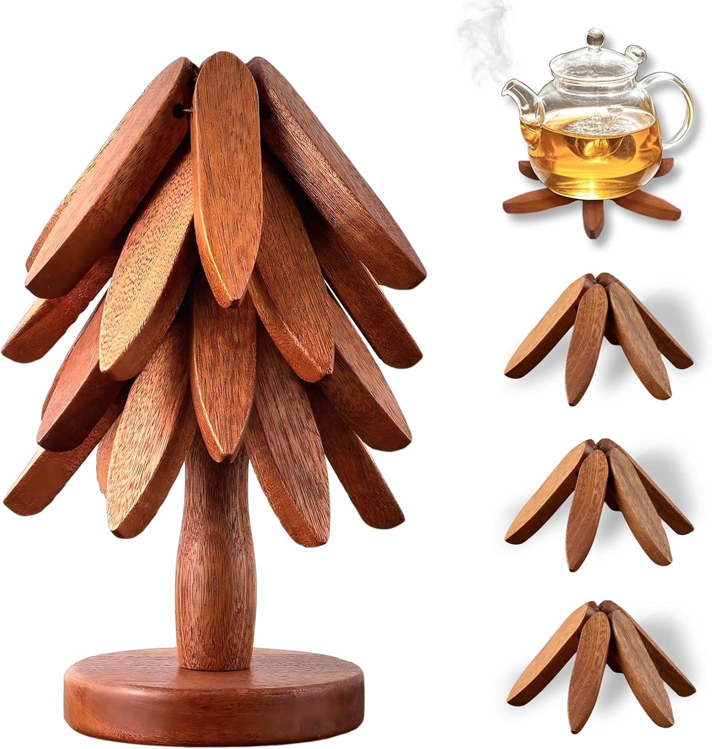 Amazon.com: Wooden Trivets for Hot Dishes,Tree Trivet Set,Tree Coasters ...