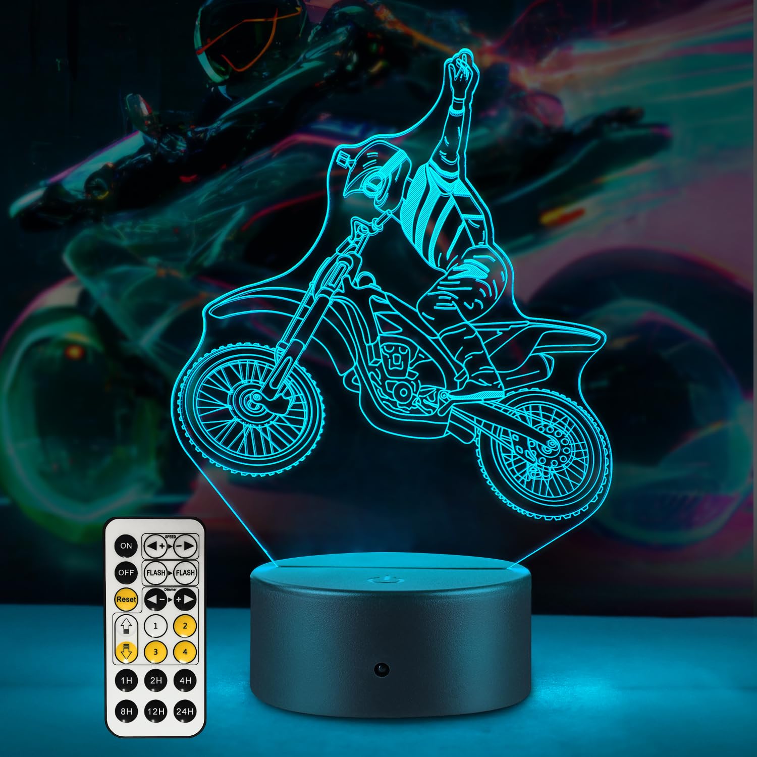 Amazon.com: qiujonvy Biker Kids Gifts, 7 Colors Changes Remote Control ...