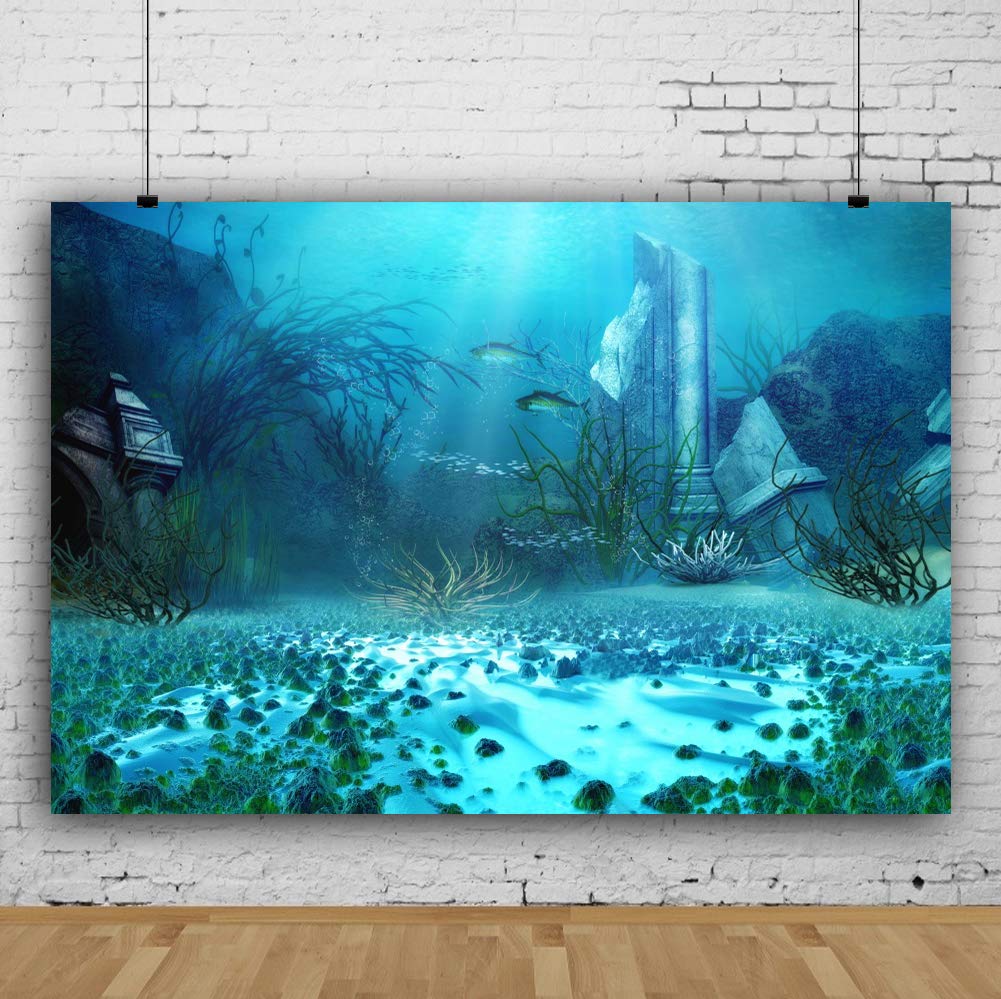 Blue Ocean Coral Reef Backdrop 15x10ft Under The Sea Backdrop - Blue ...