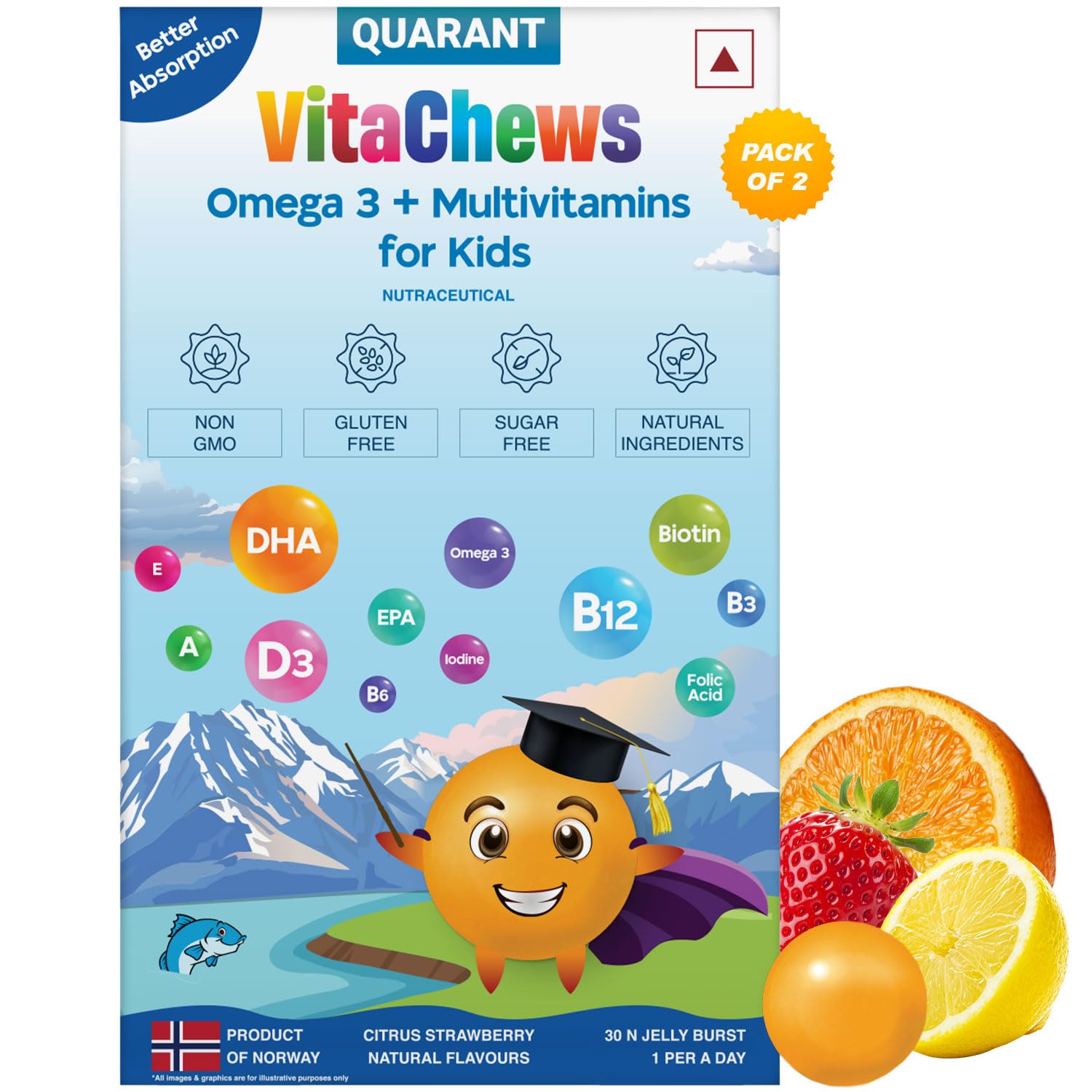 QUARANT VitaChews Omega 3 Fatty Acids + Multivitamin Gummies for Kids ...