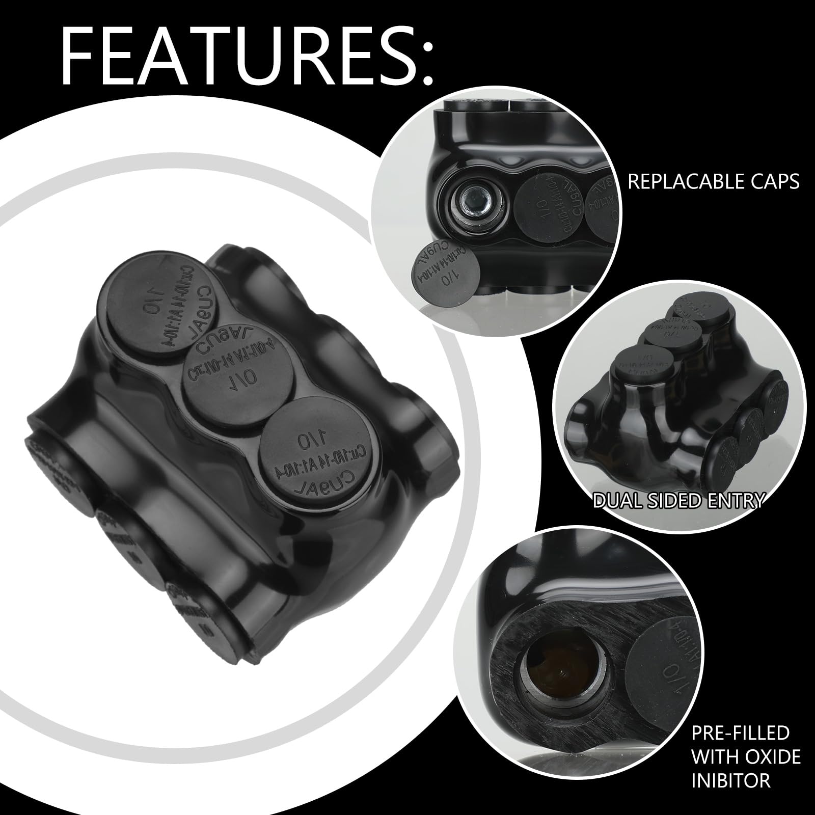 Snapklik.com : Copkim 5 Pack Black Multi Cable Connector Insulated ...
