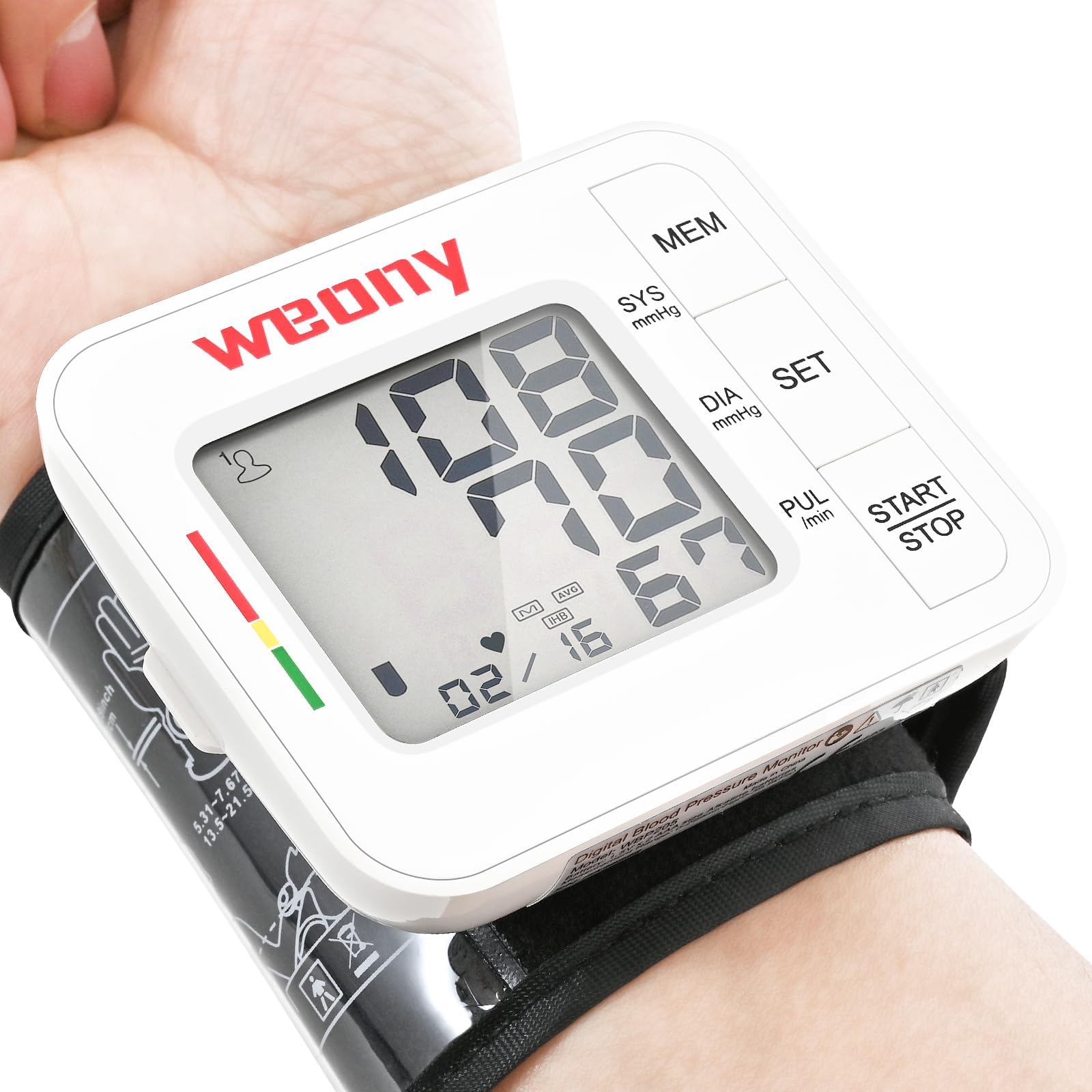 Amazon.com: WEONY Portable Blood Pressure Monitor Wrist, Adjustable ...