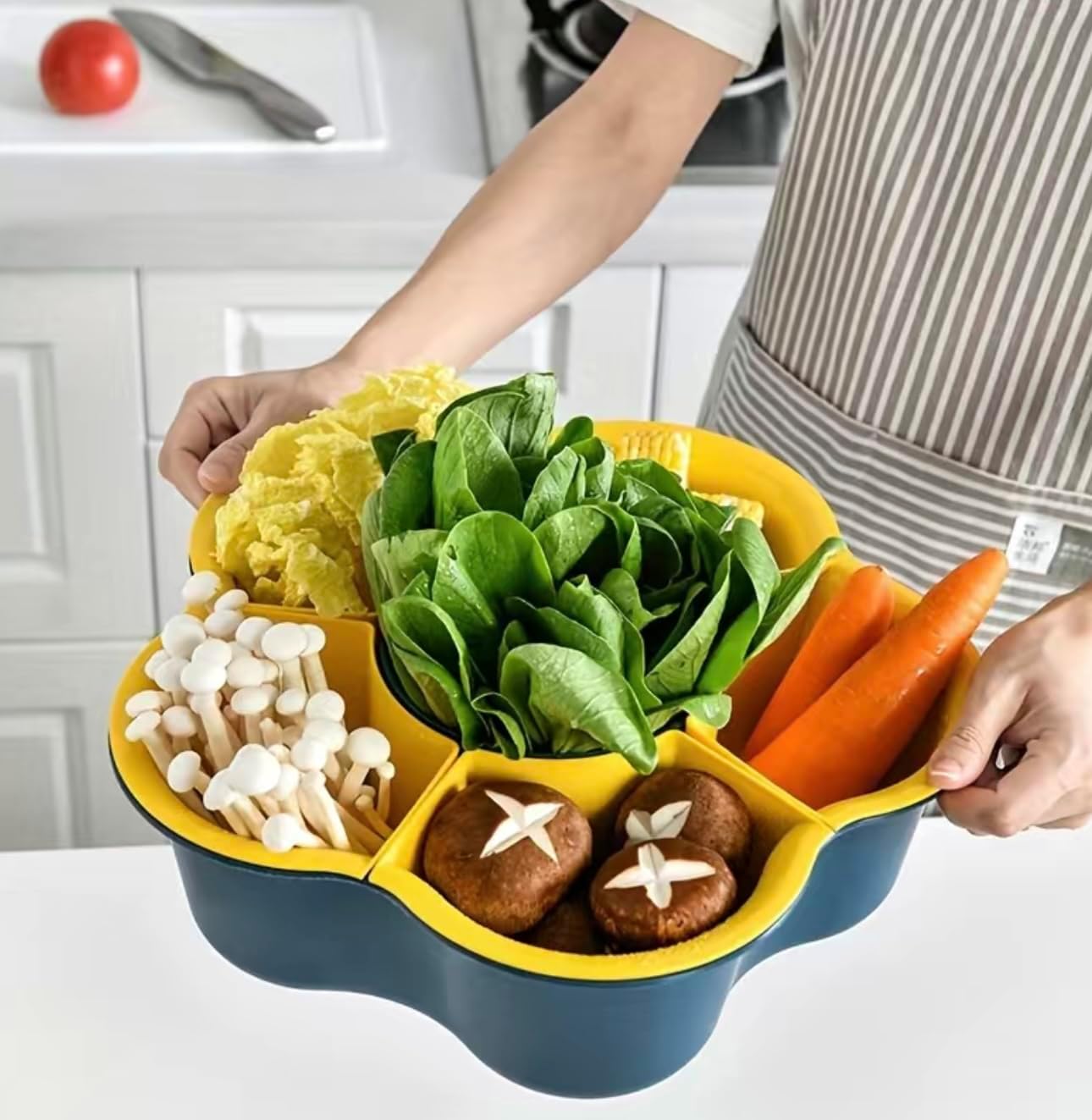 Amazon.com: Divided Serving Platter Rotatable Hot Pot Vegetable Tray ...