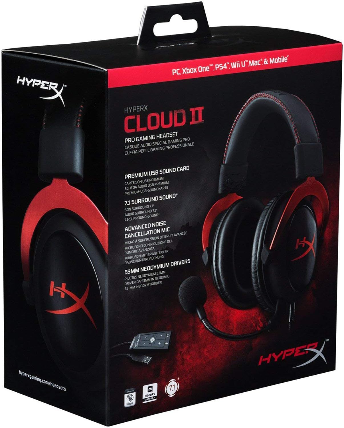 HyperX Cloud II - Gaming Headset, 7.1 Surround Sound, Memory Foam Ear ...