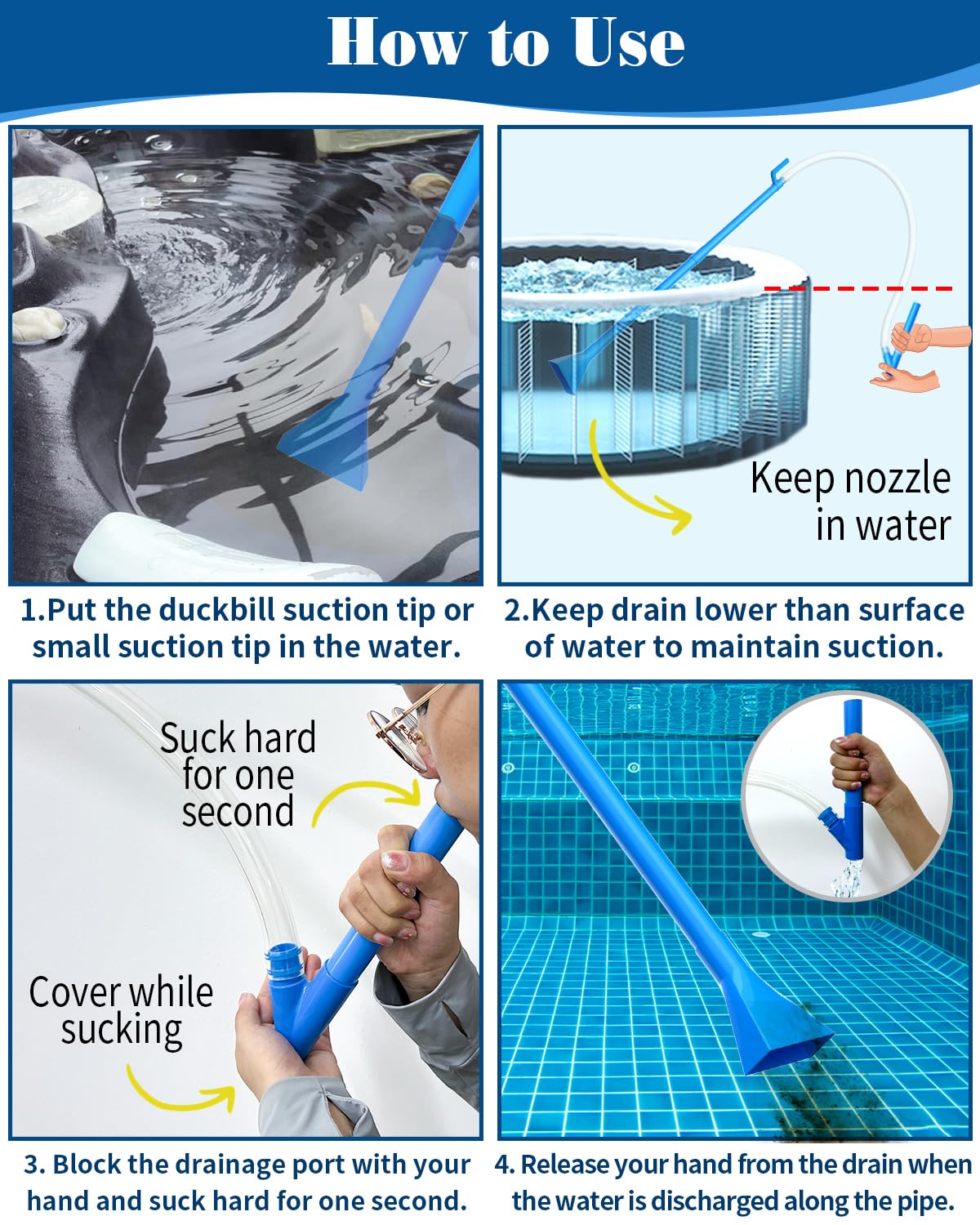 Snapklik.com : Binzvan Hot Tub Vacuum, Manual Spa Vacuum Cleaner