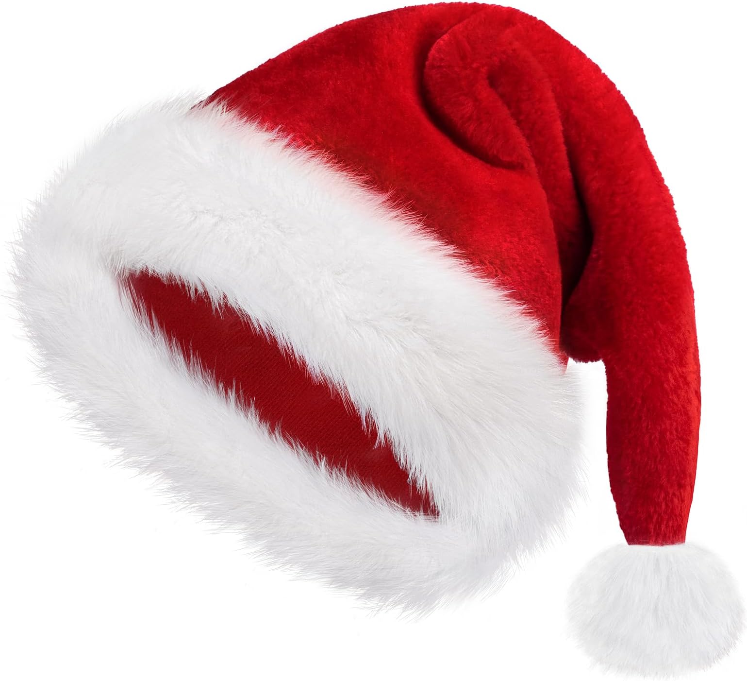 Amazon.com: Windy City Novelties Plush Red Velvet Christmas Santa Hat ...