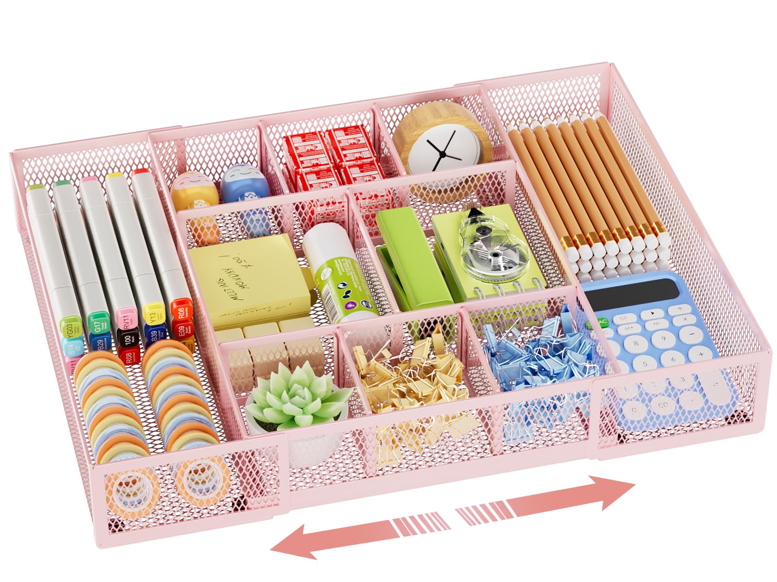 Amazon.com: Marbrasse Expandable Desk Drawer Organizer, Mesh Drawer ...