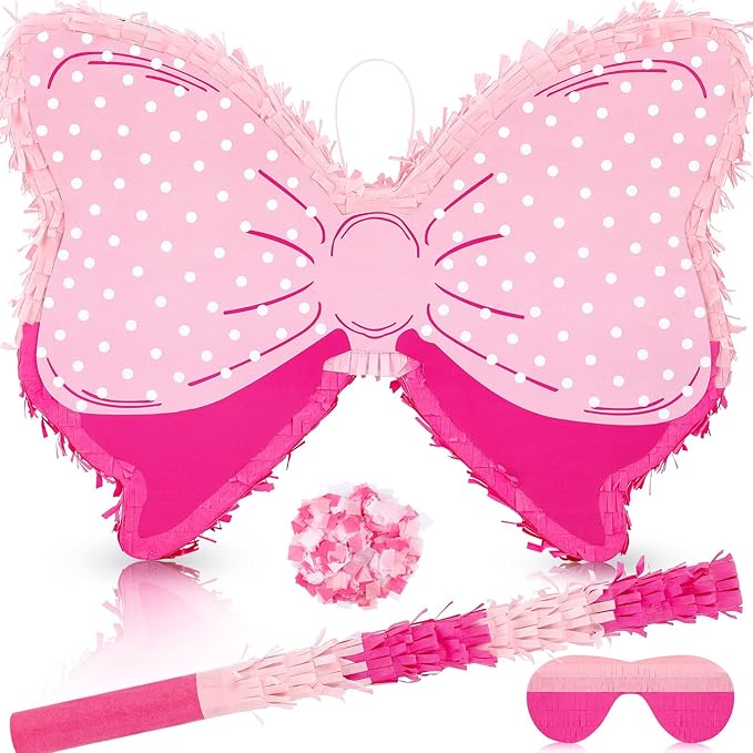 Amazon.com: Hungdao Pink Bow Piñata for Girl Birthday Party Pinatas ...