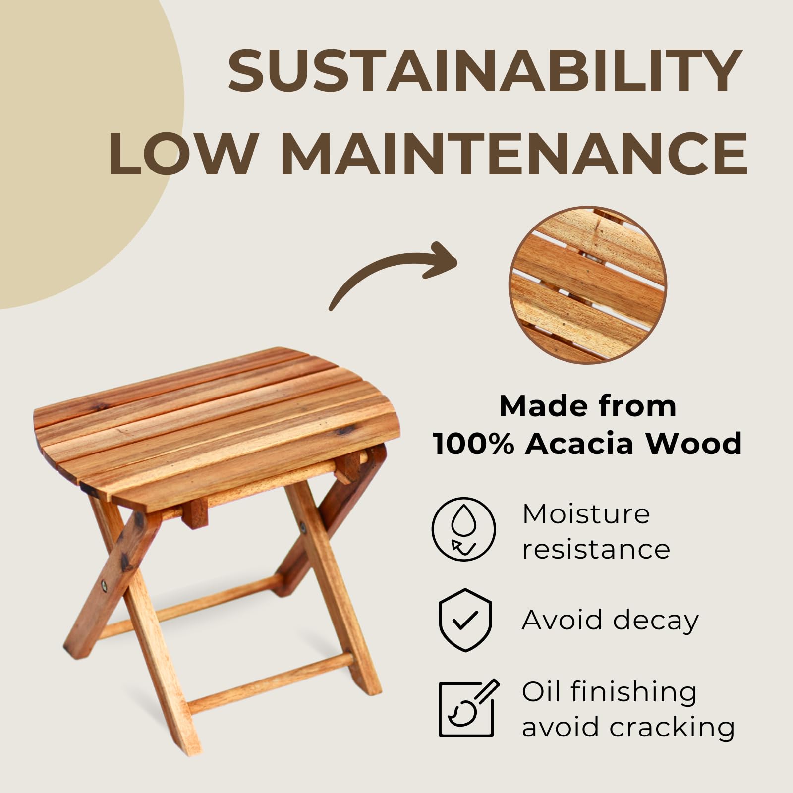 TIMBERHOLM Pack of 2 Outdoor Folding Side Tables, Small Folding Table ...