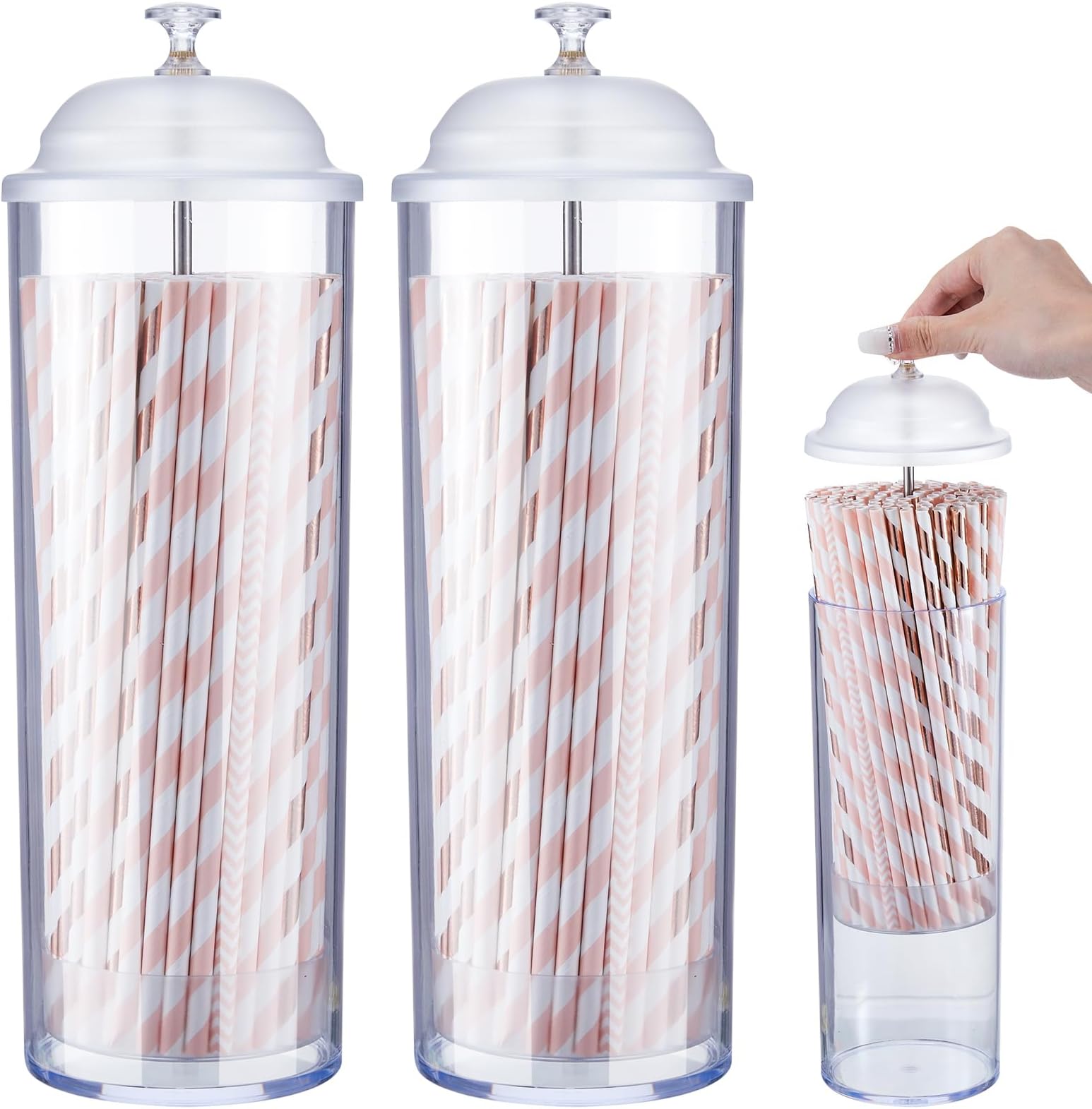 Amazon.com: Tioncy 2 Pcs Plastic Straw Dispenser Clear Straw Holder for ...