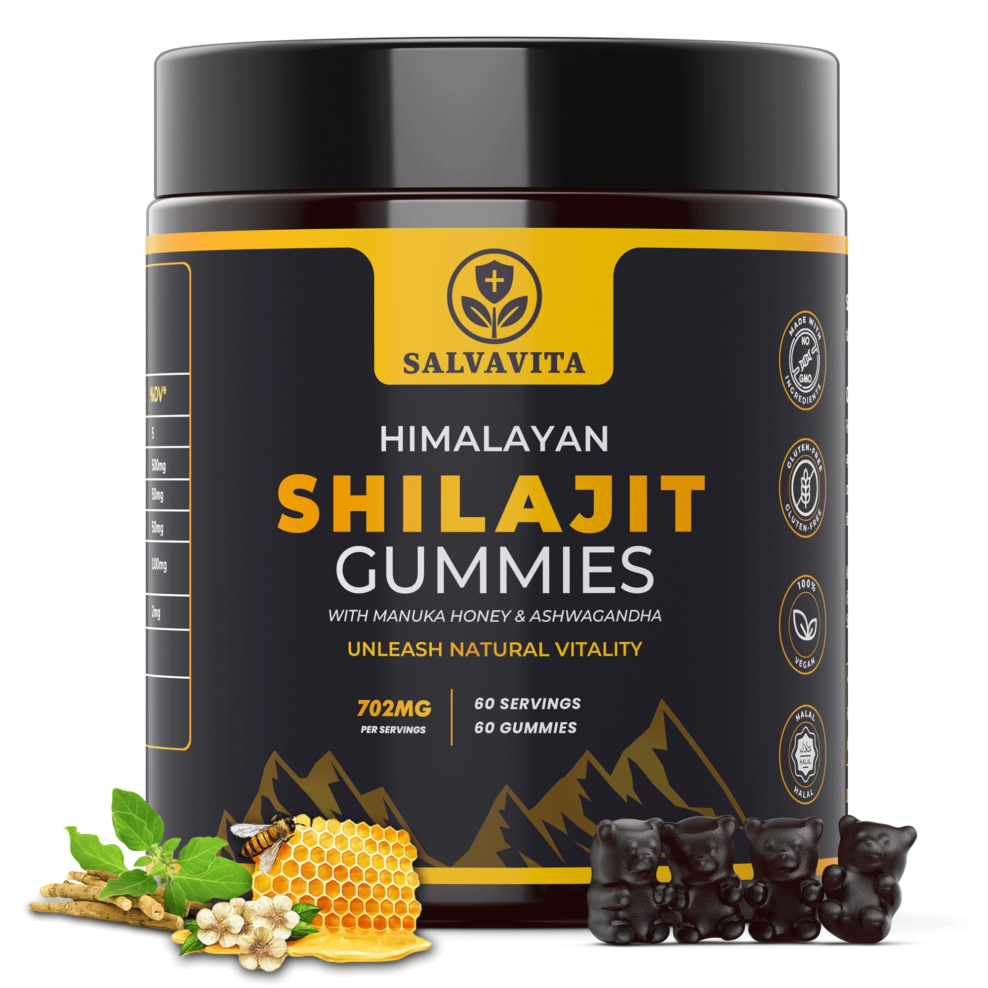 Amazon.com: SALVAVITA Shilajit Gummies | Organic Himalayan Shilajit ...