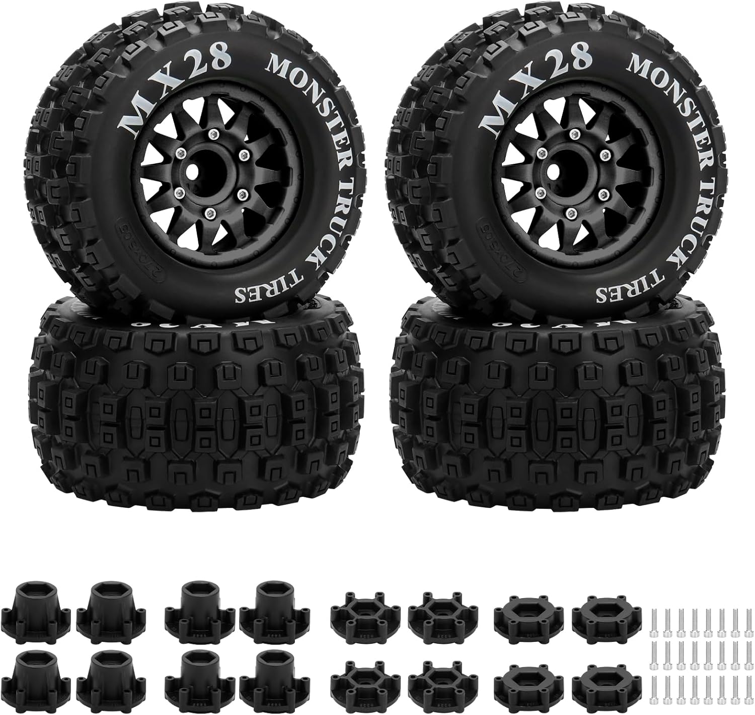 Amazon.com: 2.8" RC Tires with 12mm/14mm Hex Adapter 1/10 Scale RC ...