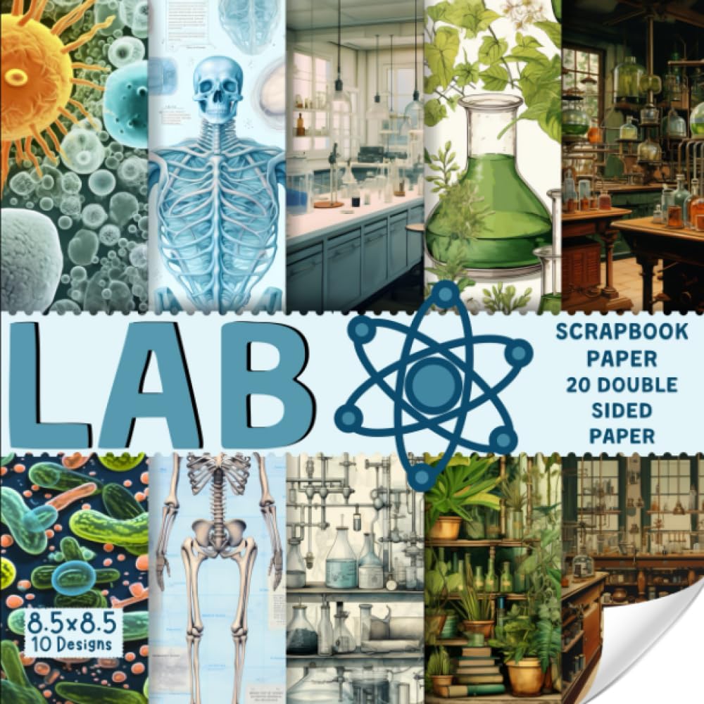 Lab scrapbook paper, 8.5x8.5, 10 Designs, 20 Double-Sided Sheets ...